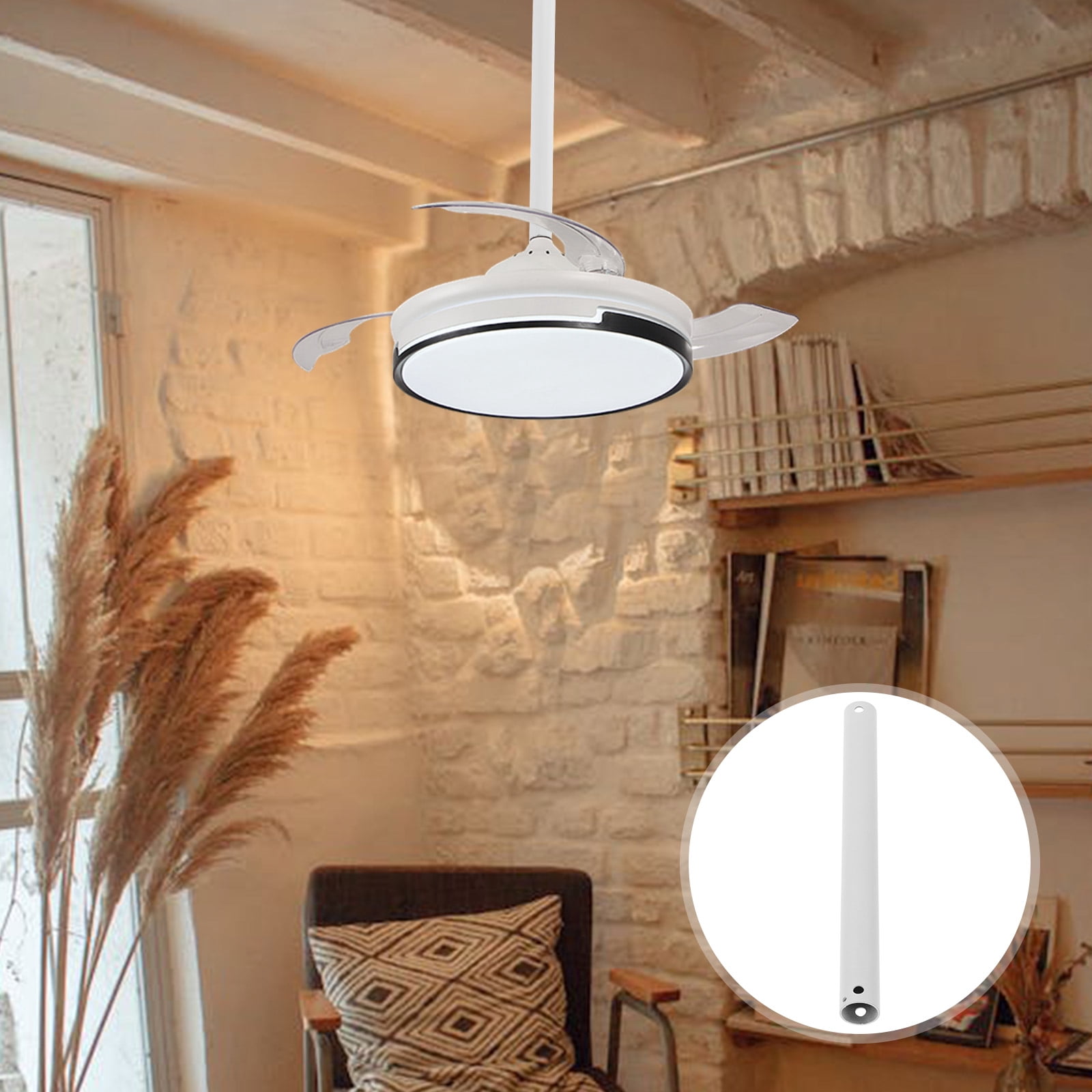 WHAMVOX Ceiling Fan Rod Extension Indoor Adjustable Travel Work White ...