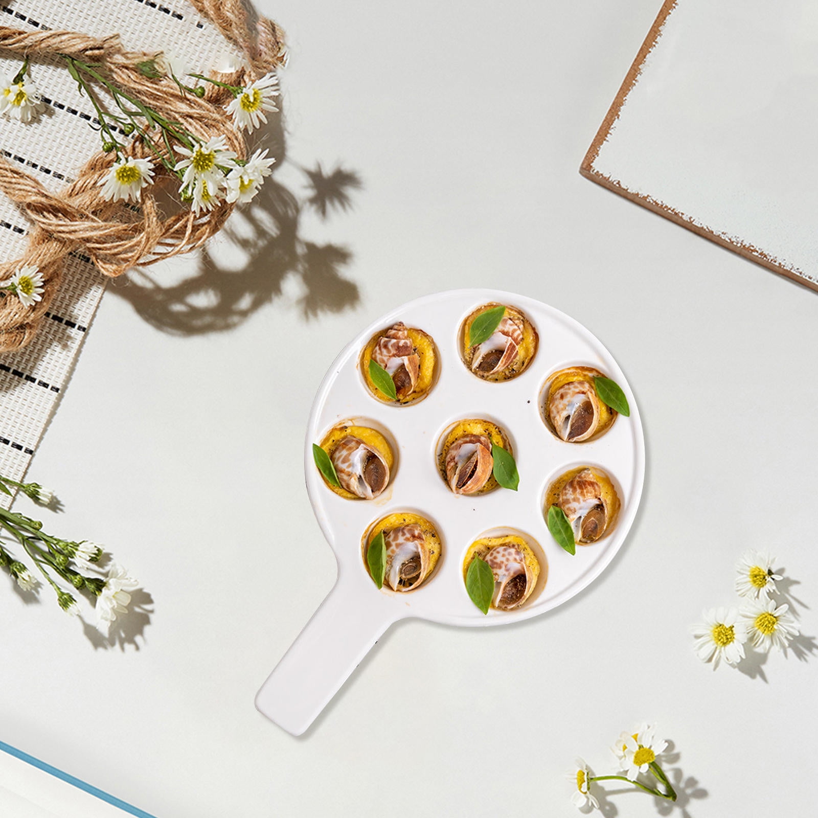 WHAMVOX Ceramic Footed Dish Escargot Plates Seafood Serving Platter ...