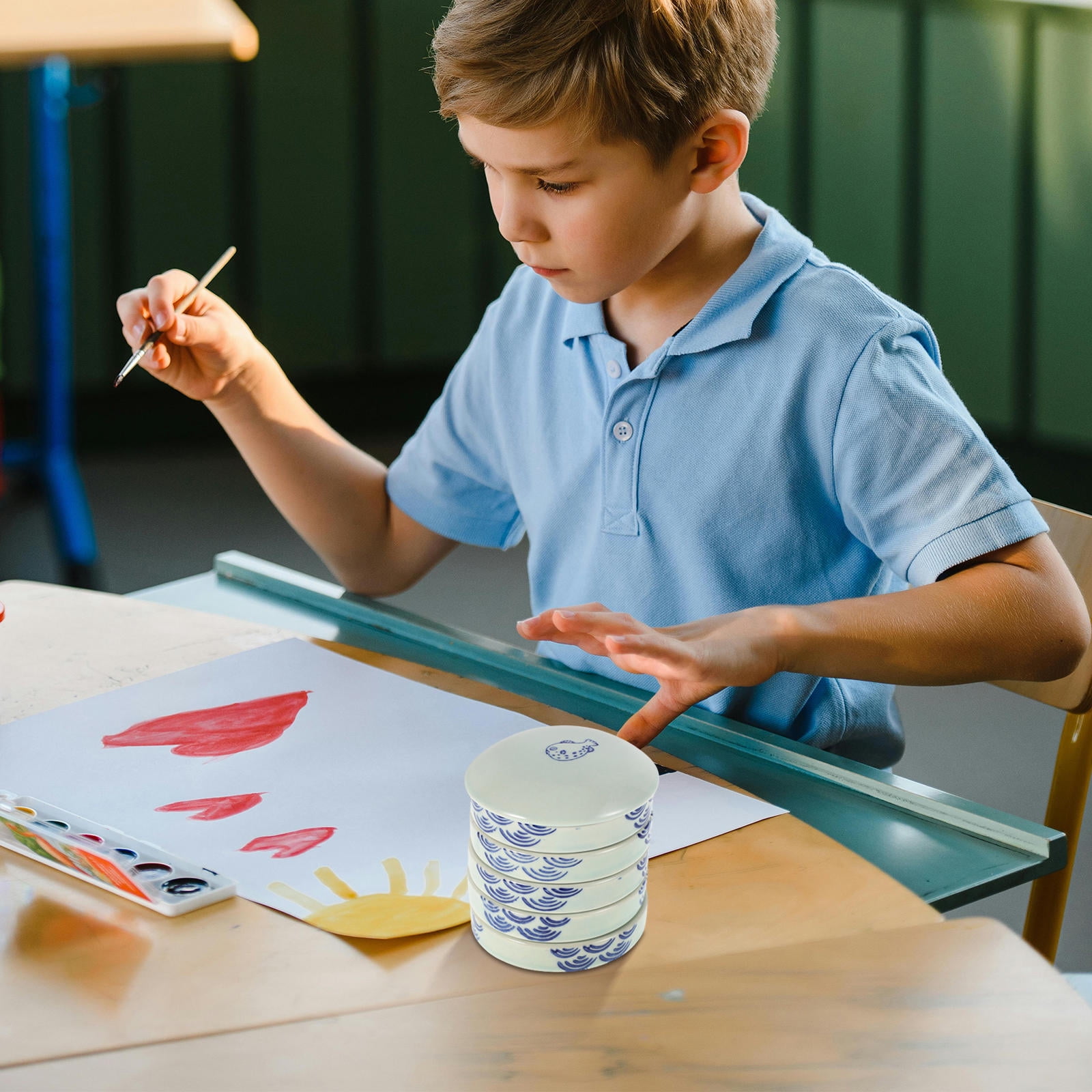 WHAMVOX Ceramic Ink Mixing Palette with Lid 5 Layers Mixing Trays Set ...