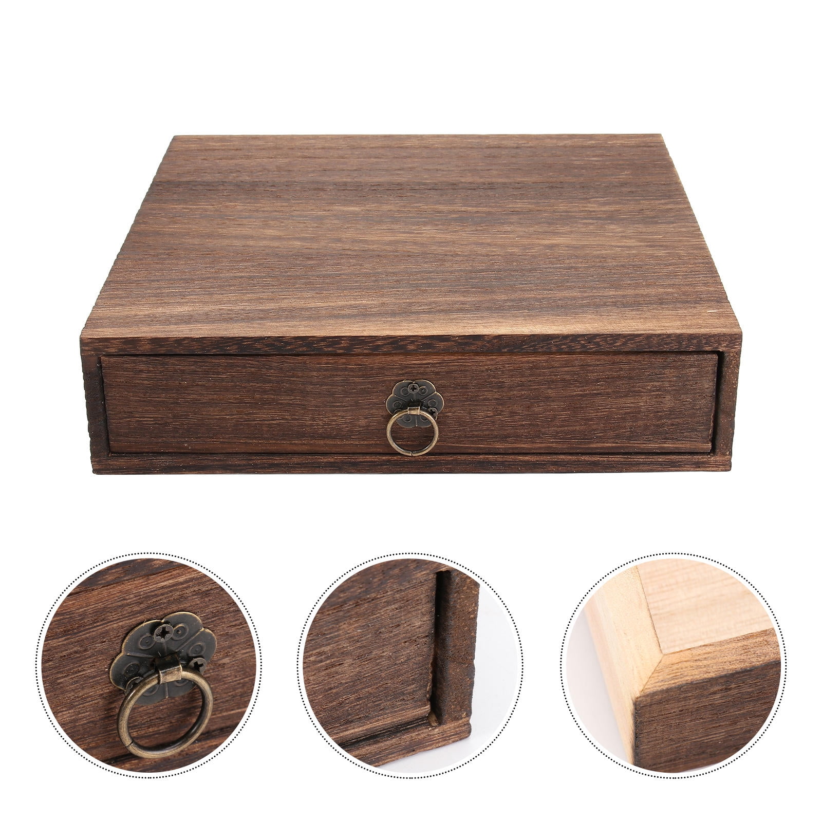 WHAMVOX Chest with Slide Out Drawer Tea Box Wooden Smooth Polishing ...