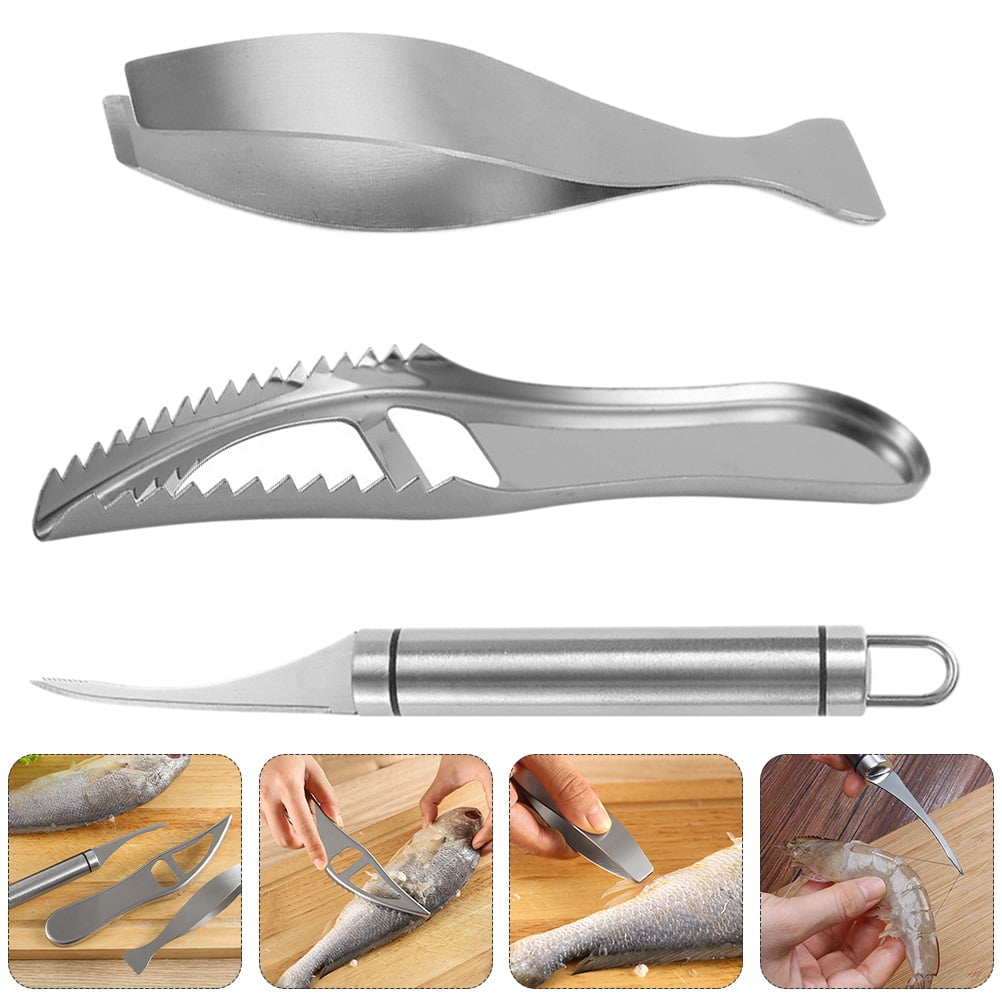 COMPUKAS Seafood Fish Tools Set Stainless Steel 3Pack Scales Removal ...
