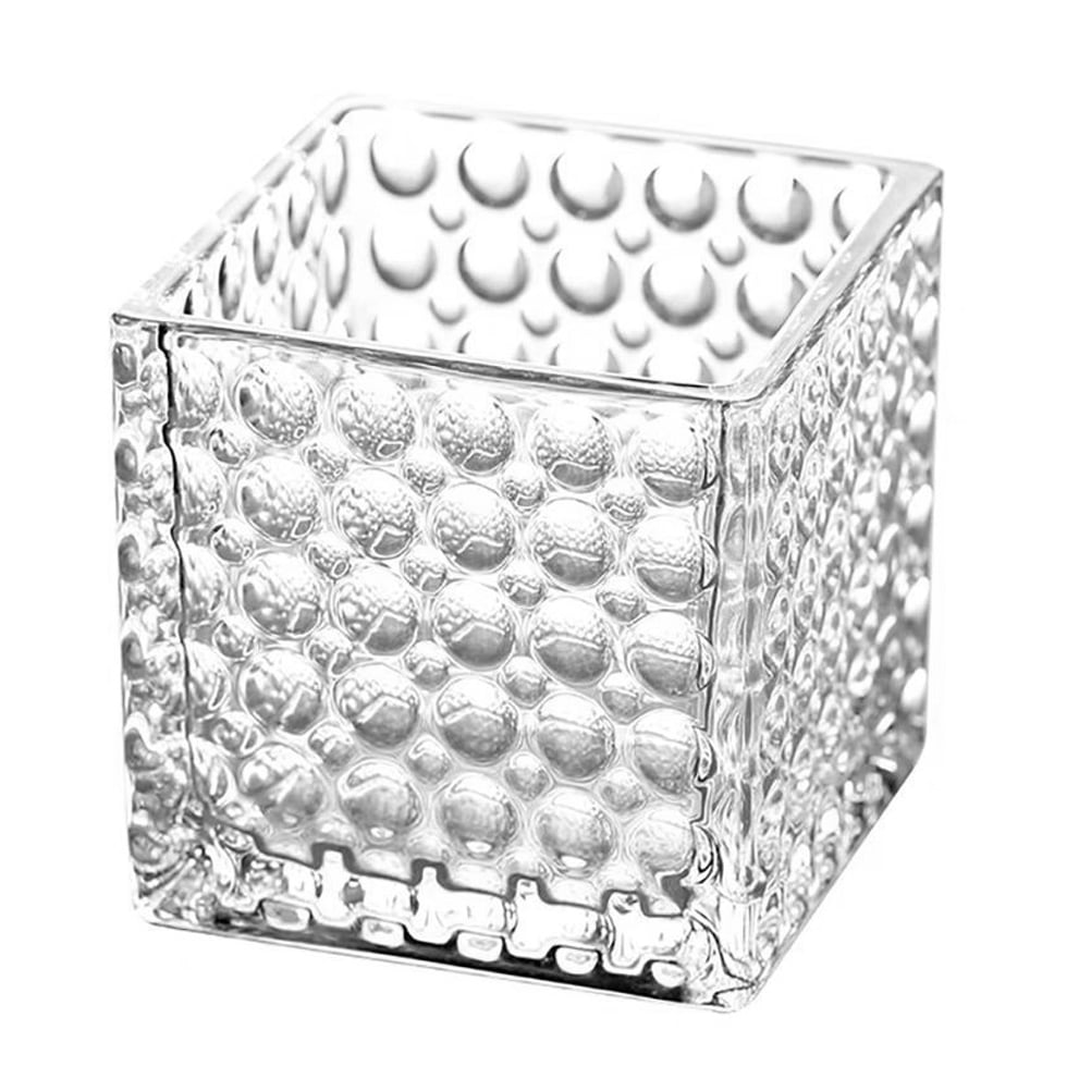 WHAMVOX Clear Glass Vase Square Flower Vase Cube Shape Planter Modern ...