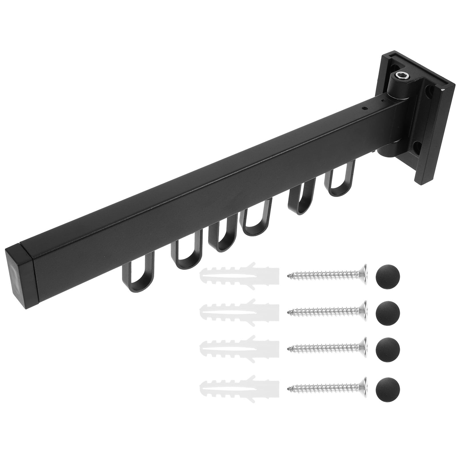 WHAMVOX Clothes Bar Wall Drying Rack Clothing Collapsable Mounted Black ...