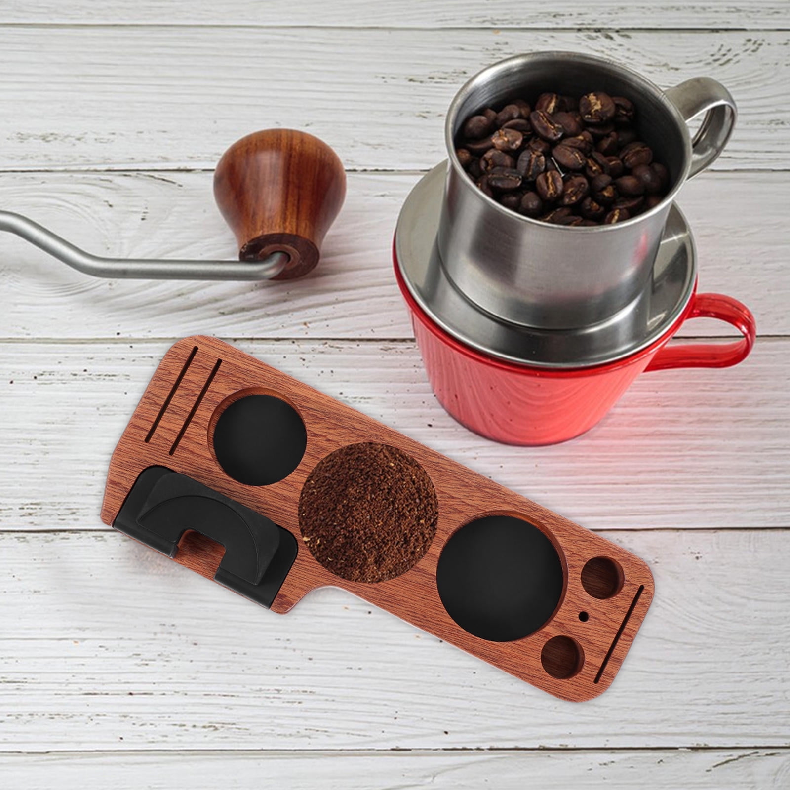 WHAMVOX Elegant Wooden Coffee Tamper Stand for Espresso Accessories and ...