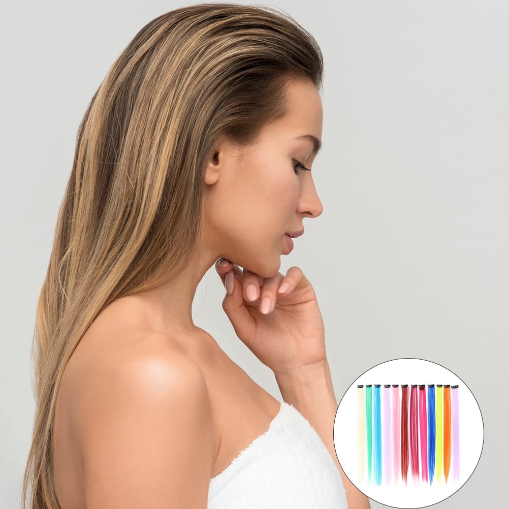 WHAMVOX Colorful Hair Extension Piece for Women Wearing High ...