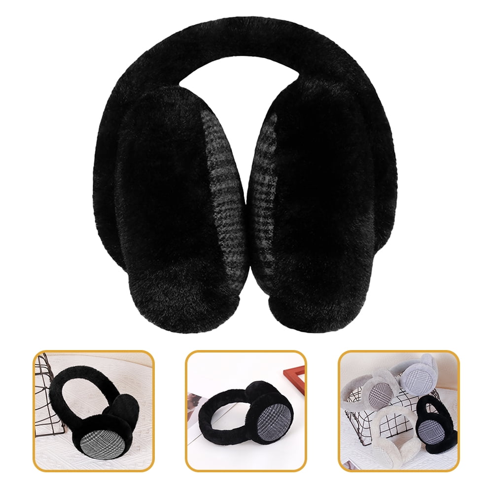 WHAMVOX Comfortable Warm earmuff for Outdoor Use Black Plush and Cotton ...