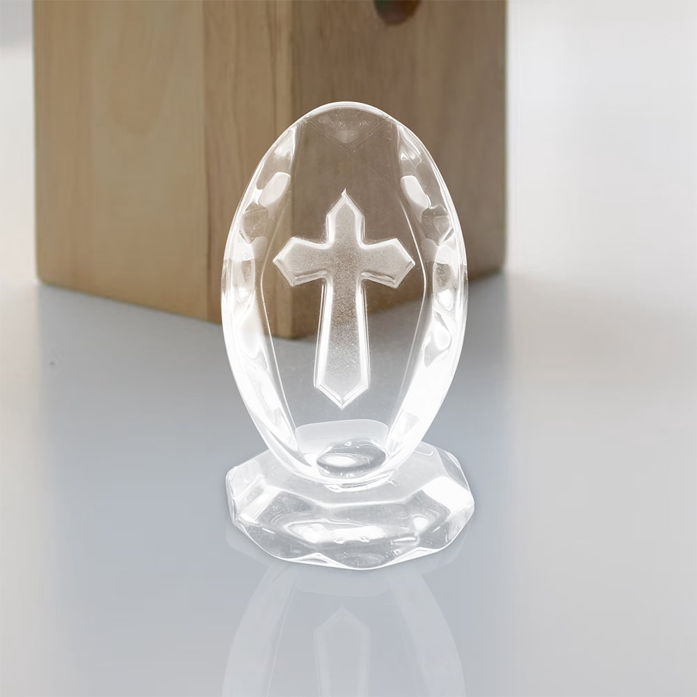 WHAMVOX Crystal Cross Figurine for Decoration Transparent Religious ...