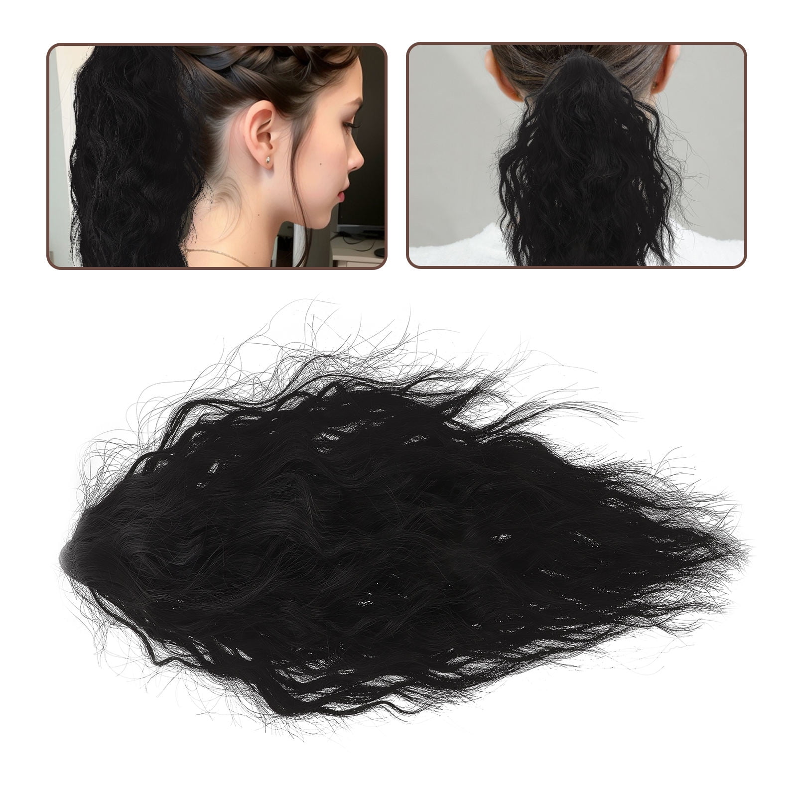 WHAMVOX Curly Hair Ponytail Extension Girl Ponytails Topper Miss Black ...