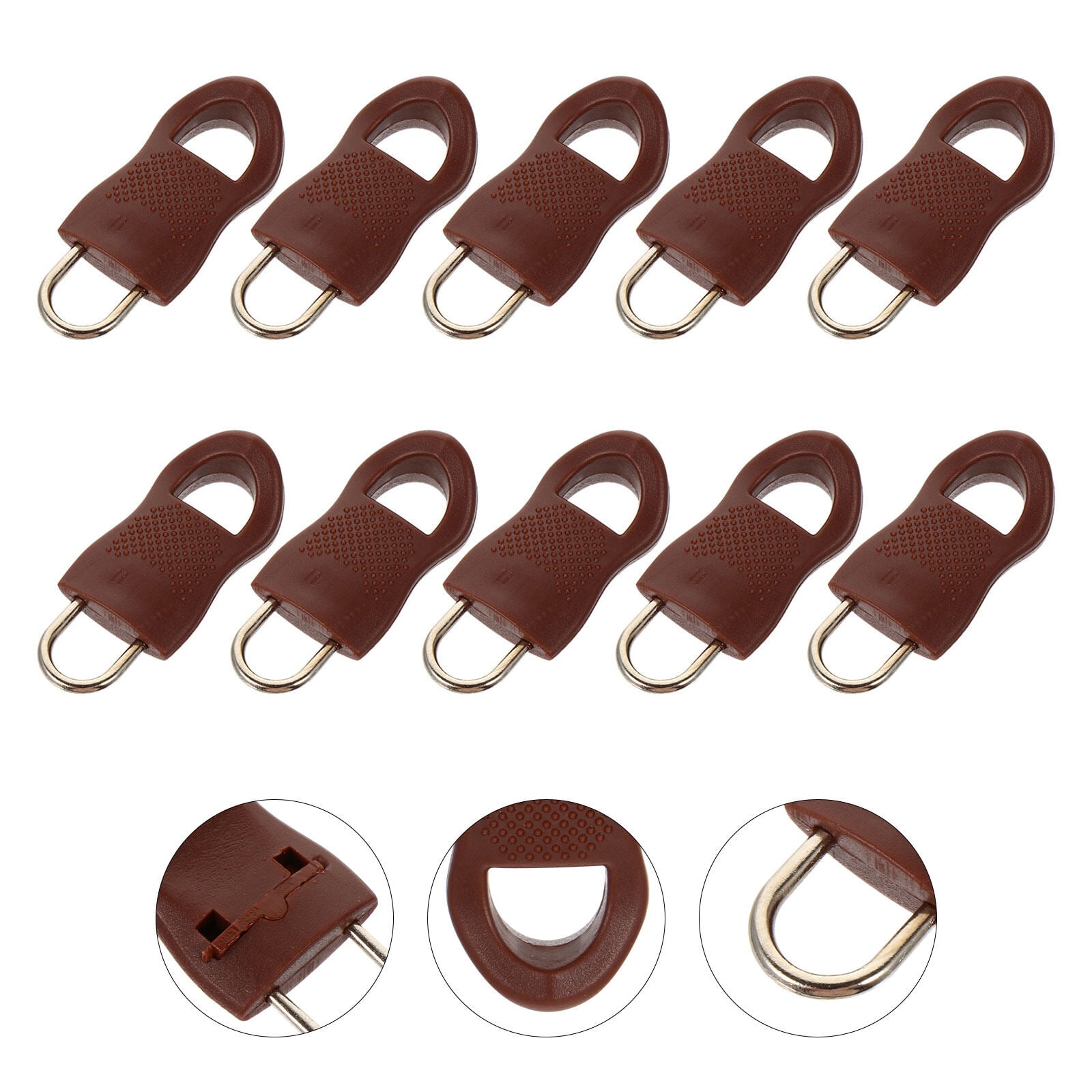 DECORNIJIA Zipper Zip Pulls Zipper Pull Tab Brown Plastic 10Pack for ...