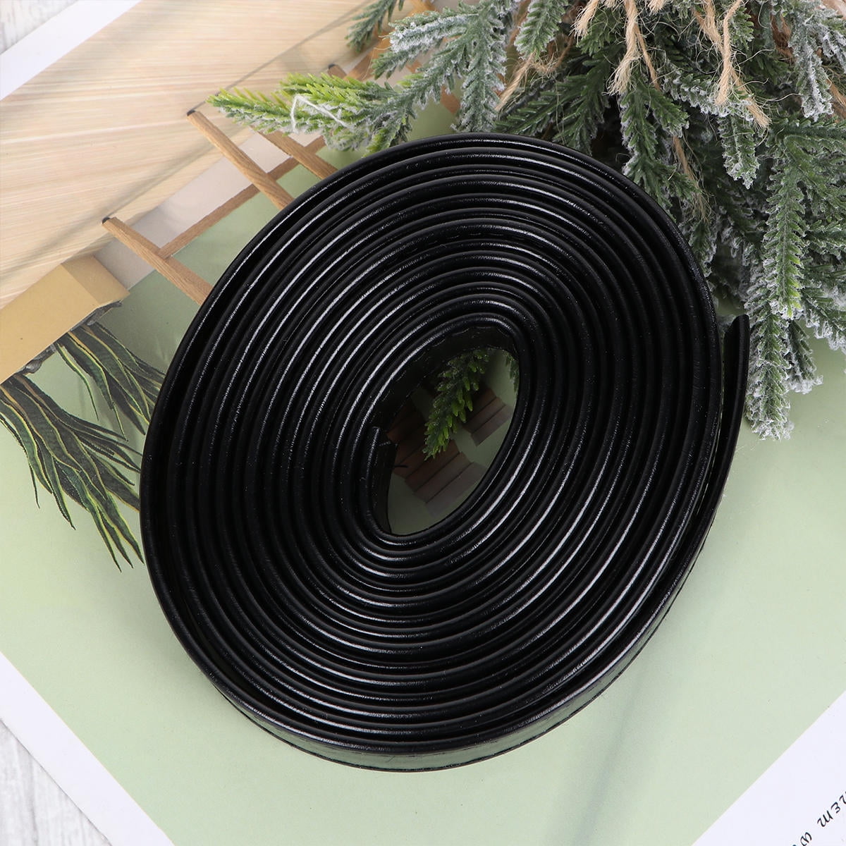 WHAMVOX DIY Bag Material PU Accessories Purse Strip Edge Trim Black ...
