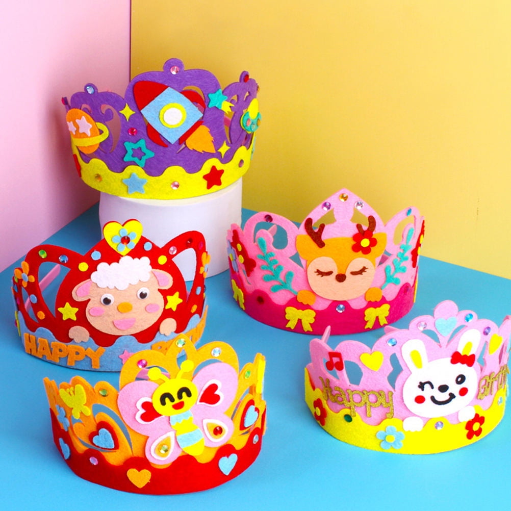 WHAMVOX DIY Birthday Crown Kit for Kids with Nonwoven Fabric Assorted ...