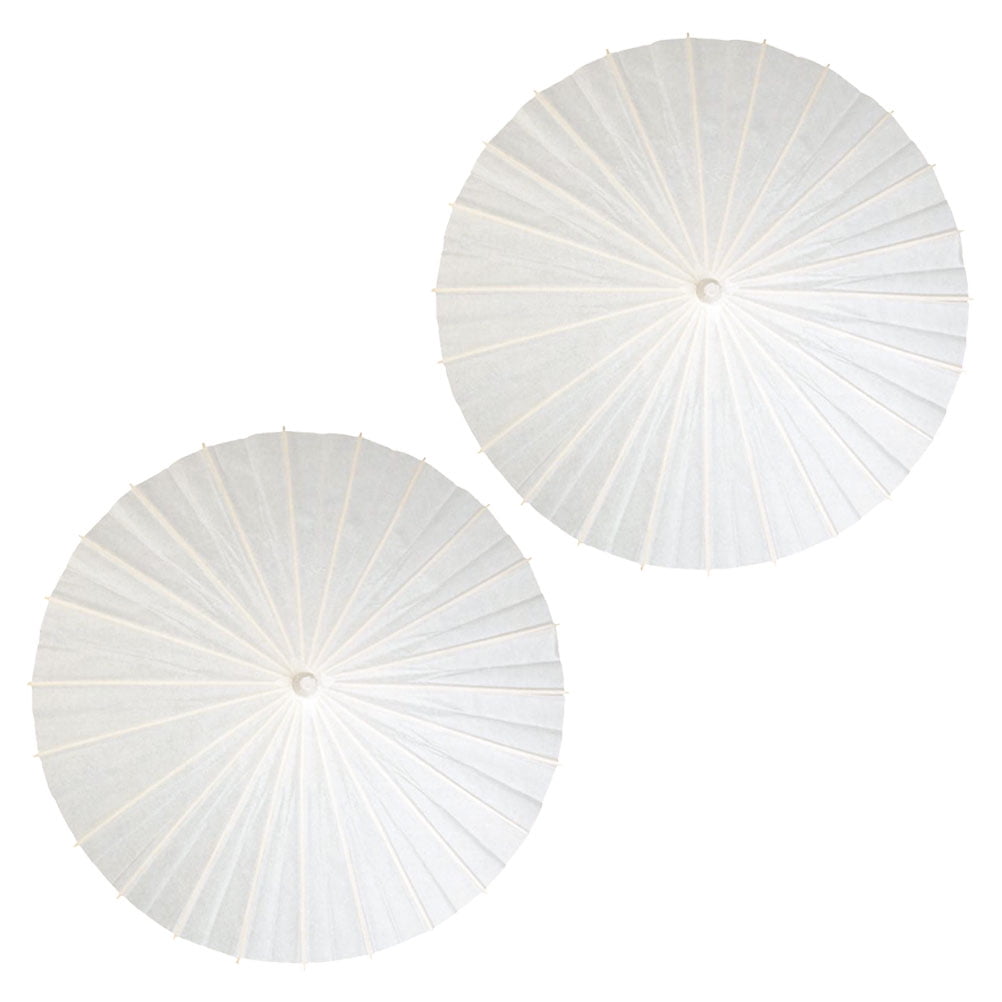 WHAMVOX DIY Blank Paper Umbrella for Painting with Bamboo Stand White ...