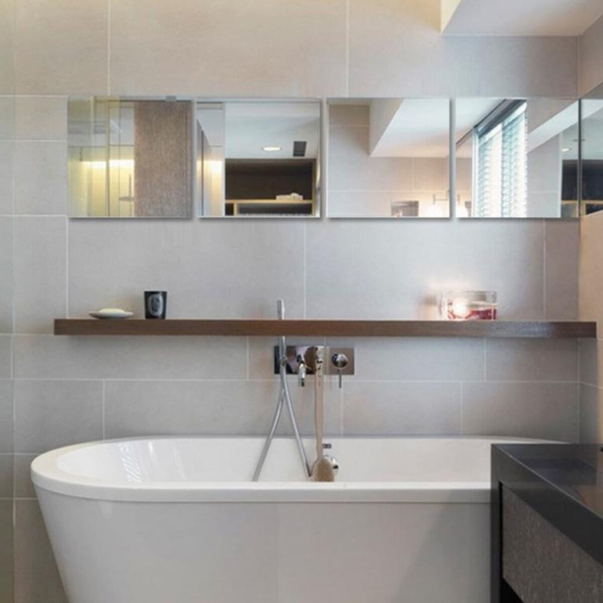 PENIKOKO Self-Adhesive Mirror Wall Sticker 16Set 5.9x5.9x0.008In ...