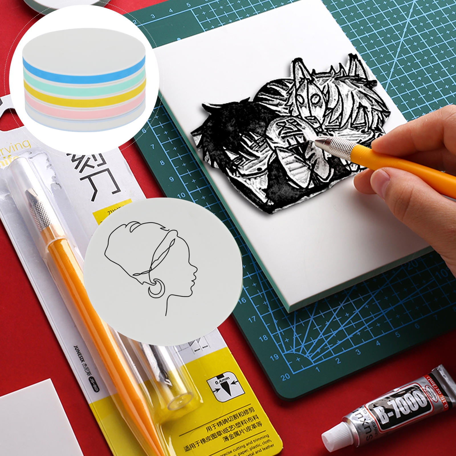 WHAMVOX DIY Rubber Carving Blocks for Stamp Making with Smooth Edges ...