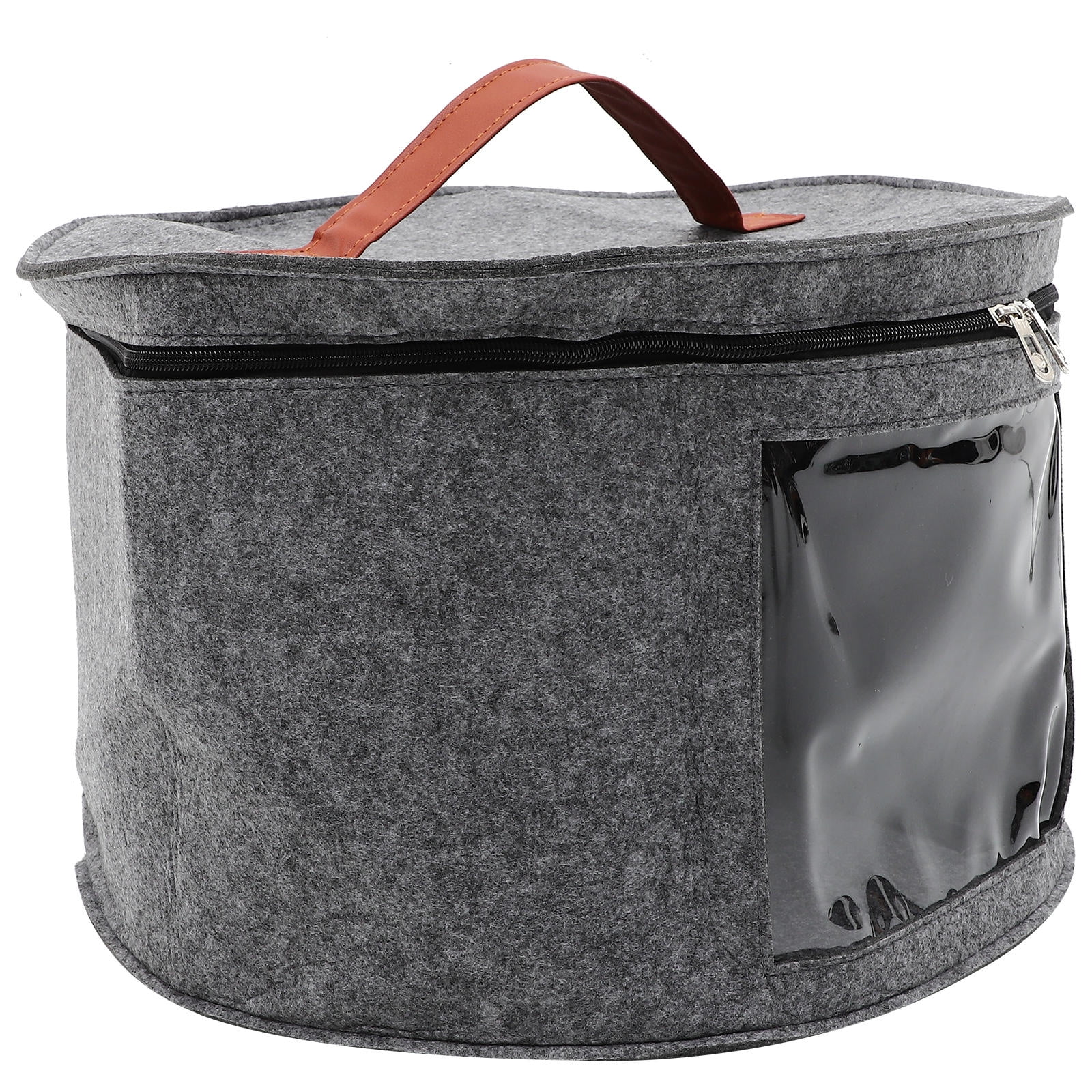 WHAMVOX Dark Grey Felt Hat Box with Clear Window for Storage Use Made ...