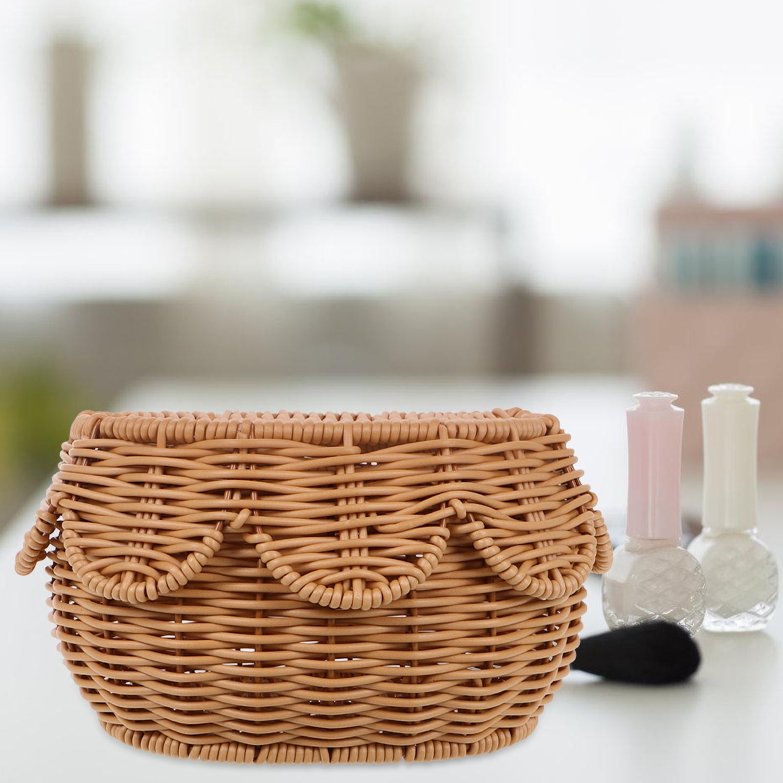 WHAMVOX Decorative Storage Box With Lid Wicker Storage Basket Organizer ...