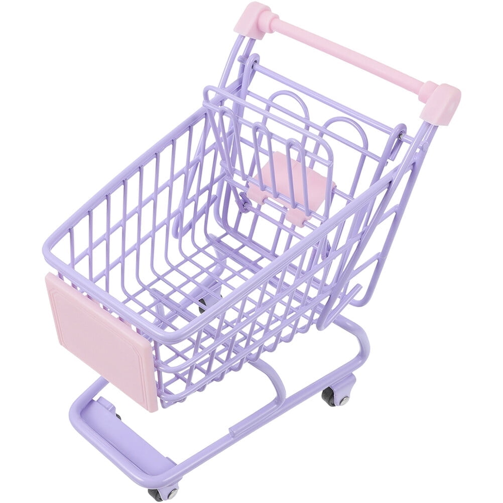 WHAMVOX Desk Shopping Cart Toy Mini Purple Kids Trolley Baby Lavender ...