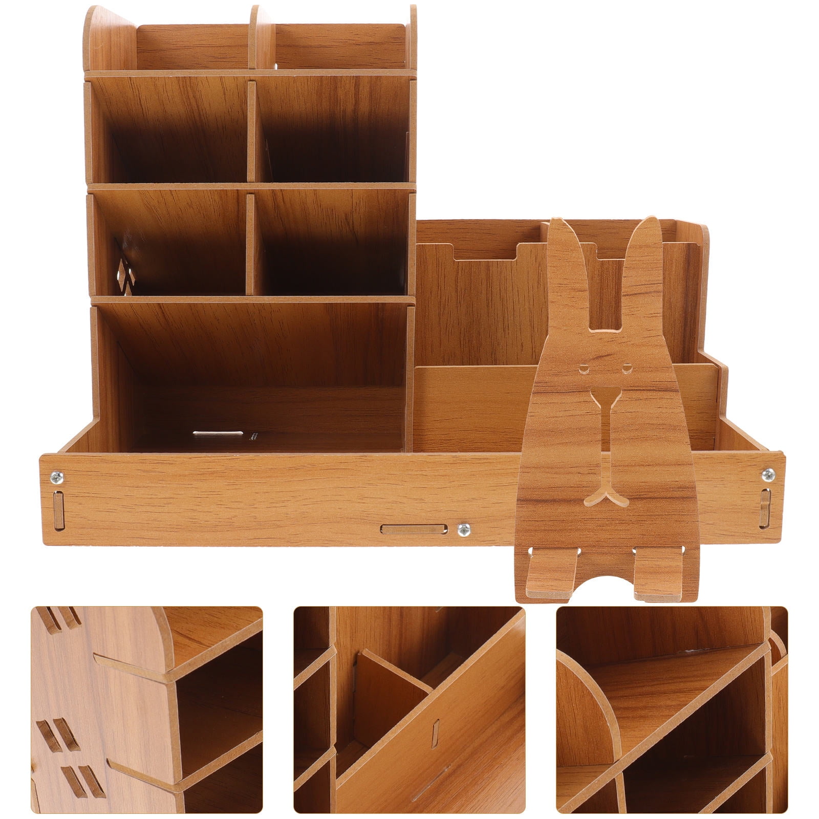 LITINKIMI Desktop Organizer Wood 1Set 9.9X9.6X5.1in - Walmart.com