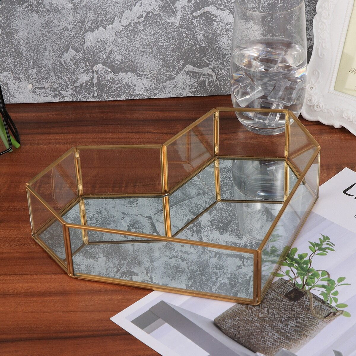 WHAMVOX Display Dish Glass Tray Vanity Decor Countertop Bathroom ...