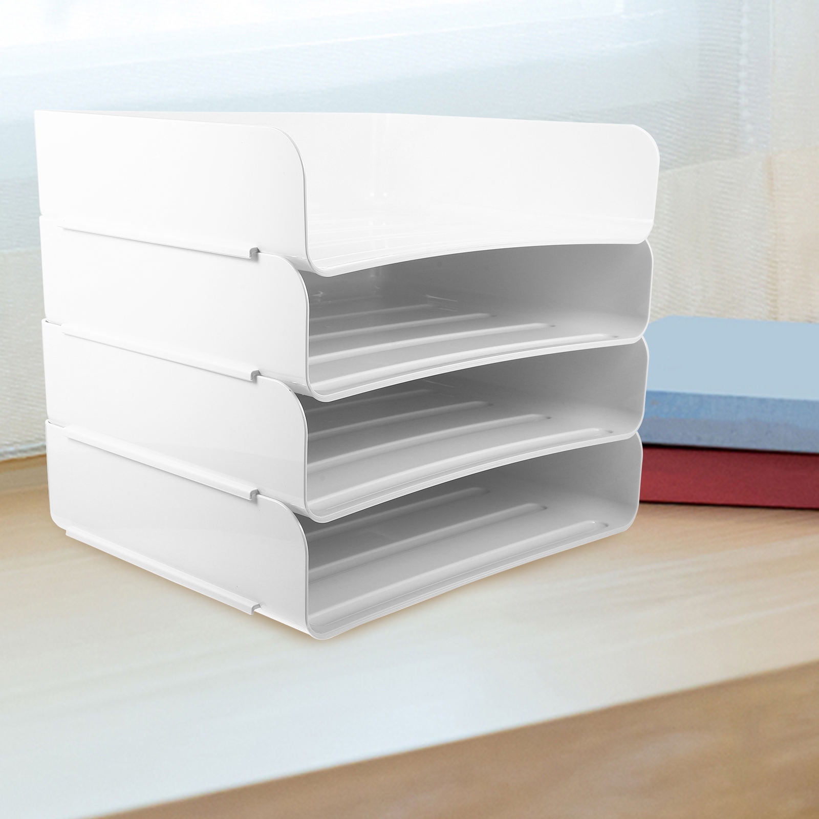 SKISUNO 4-Layer Desk Paper Organizer Tray, Rectangular Desktop File ...