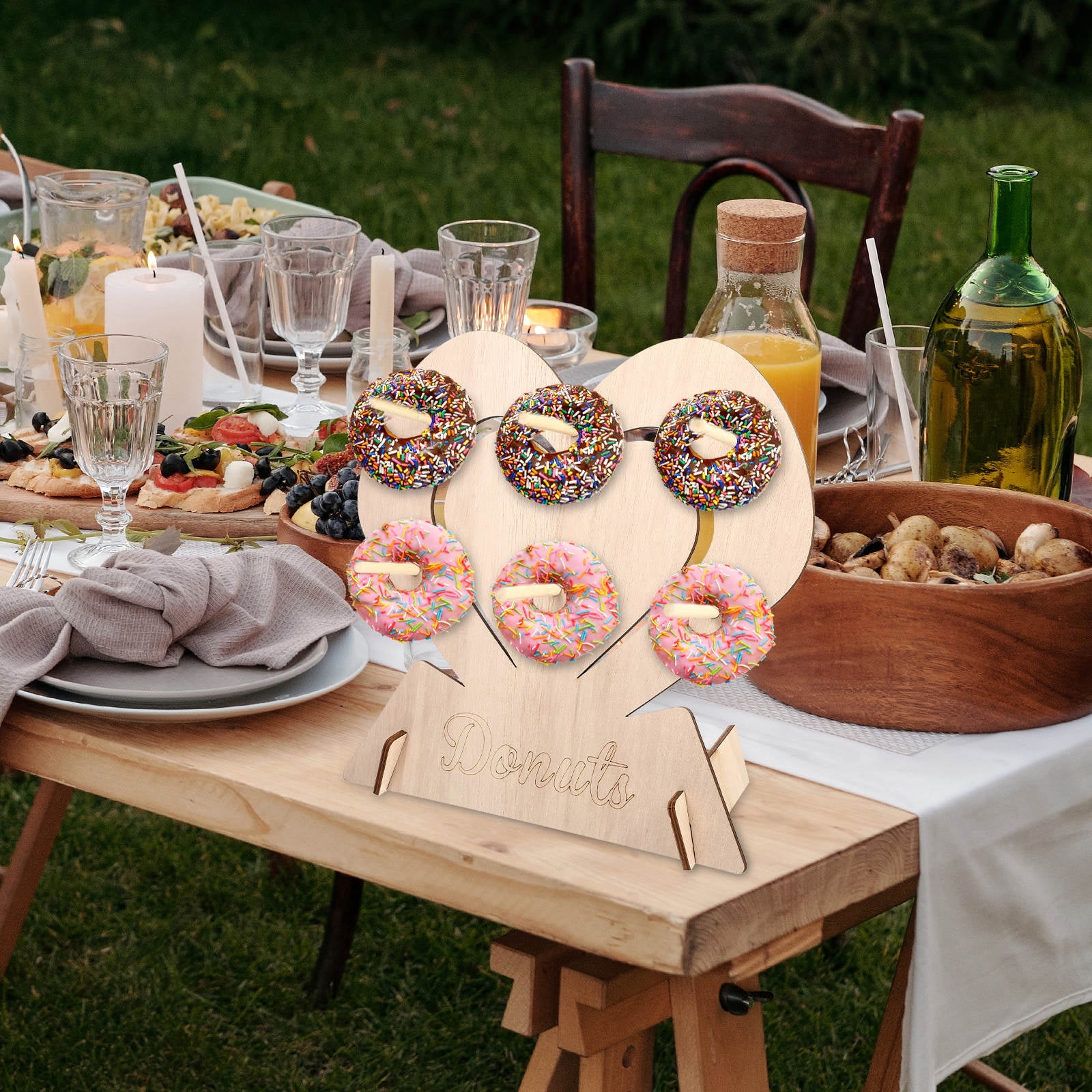 Luxshiny 1Pack Doughnuts Display Rack Heart Shaped Wood Plastic Simple ...