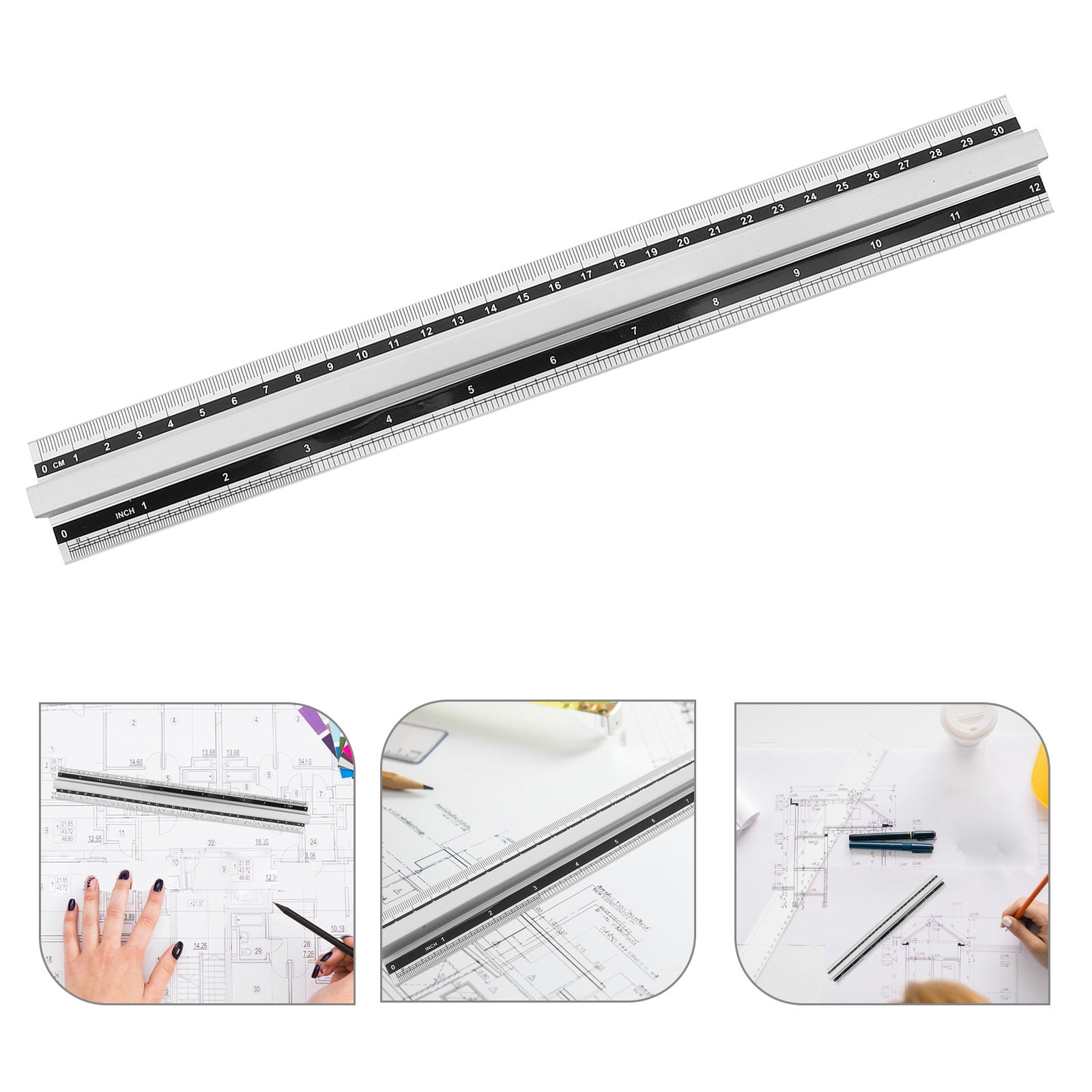 WHAMVOX Drawing Ruler Tool Scale Drawing Ruler with Handle Portable ...
