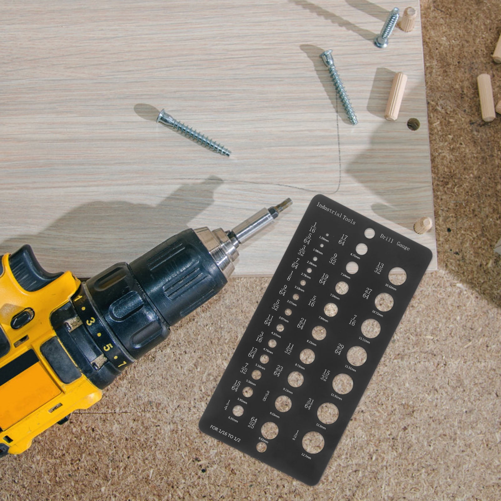 WHAMVOX Drill Bit Gauge 1/16 To 1/2 Inch 29-Hole Drill Hole Measuring ...