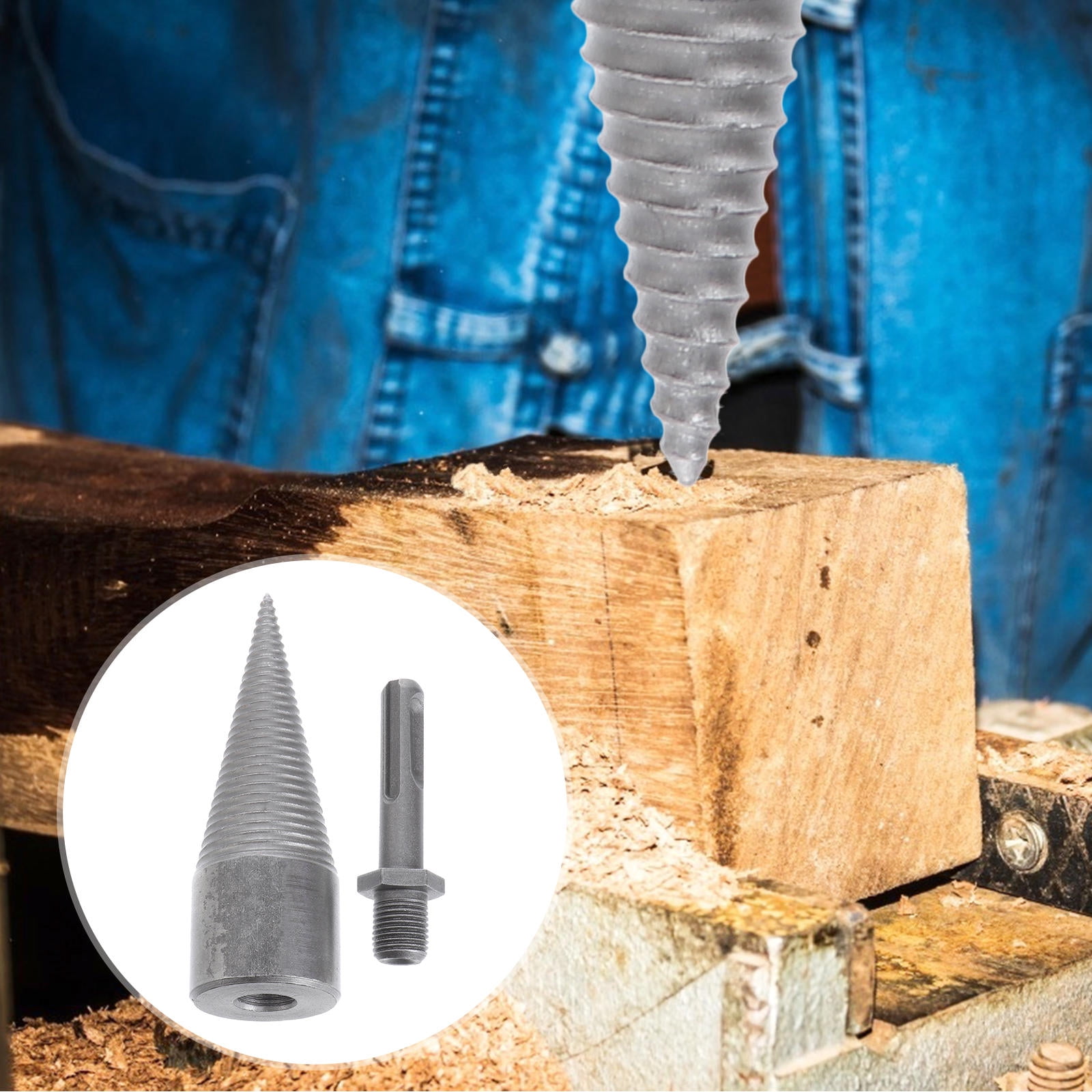 WHAMVOX Durable Handle Chopping Wood Drill Firewood Drill Bit Chop Wood ...