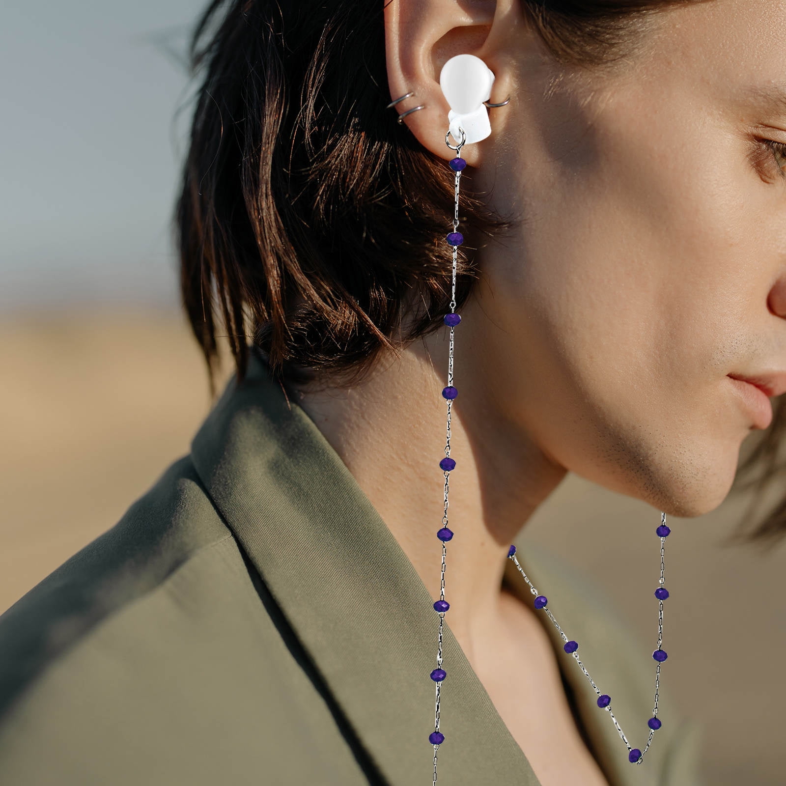 WHAMVOX Earphone Chain Glasses Chain lost Eyeglass Beads Chain Earbuds ...