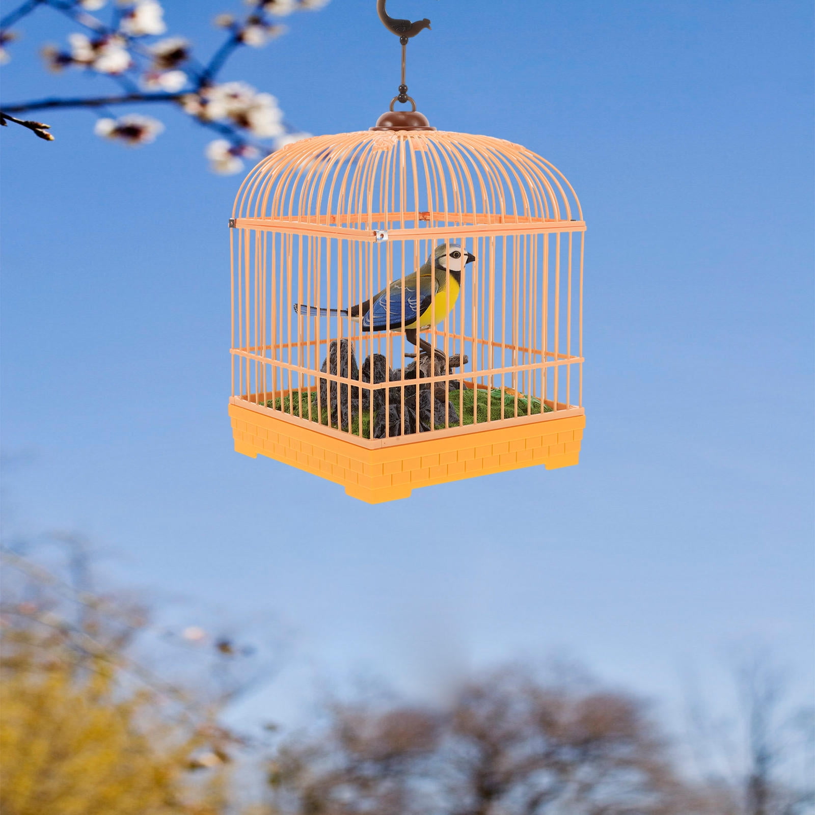 WHAMVOX Electric Chirping Bird Toy with Cage Realistic Sounds Motion ...