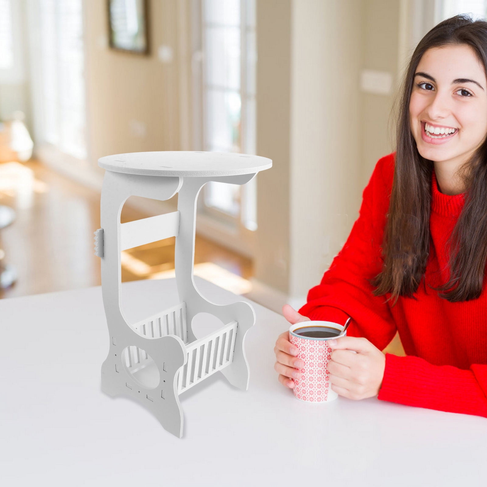 WHAMVOX Elegant Round Side Table With Storage Sofa Side Table Beside ...