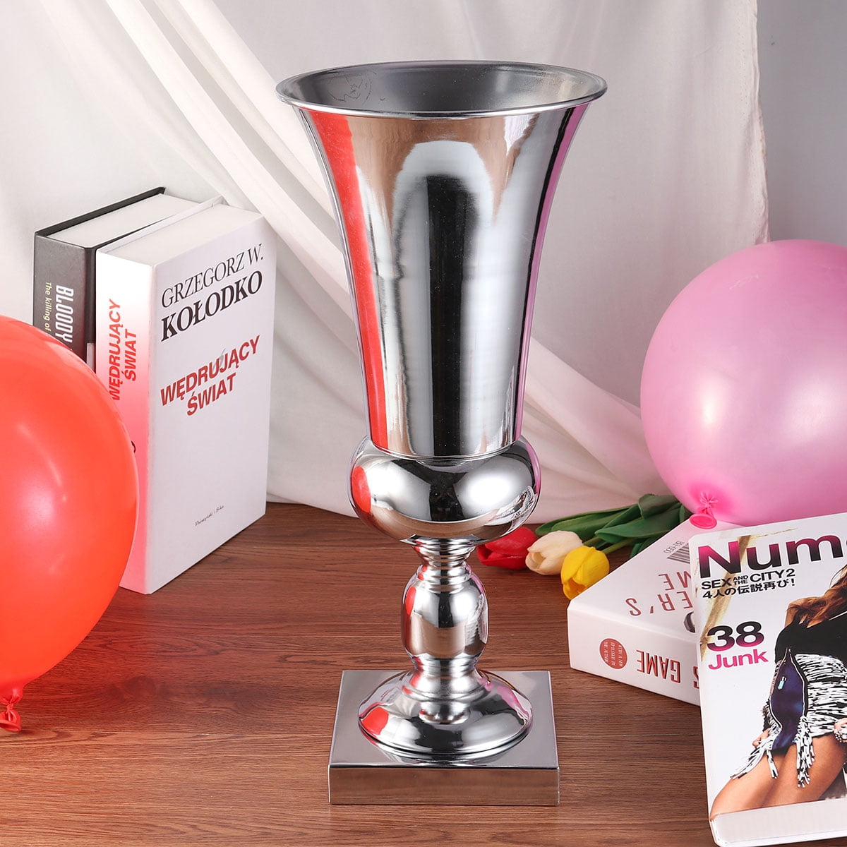WHAMVOX Elegant Silver Metal Vase for Wedding Decor and Crafts with ...