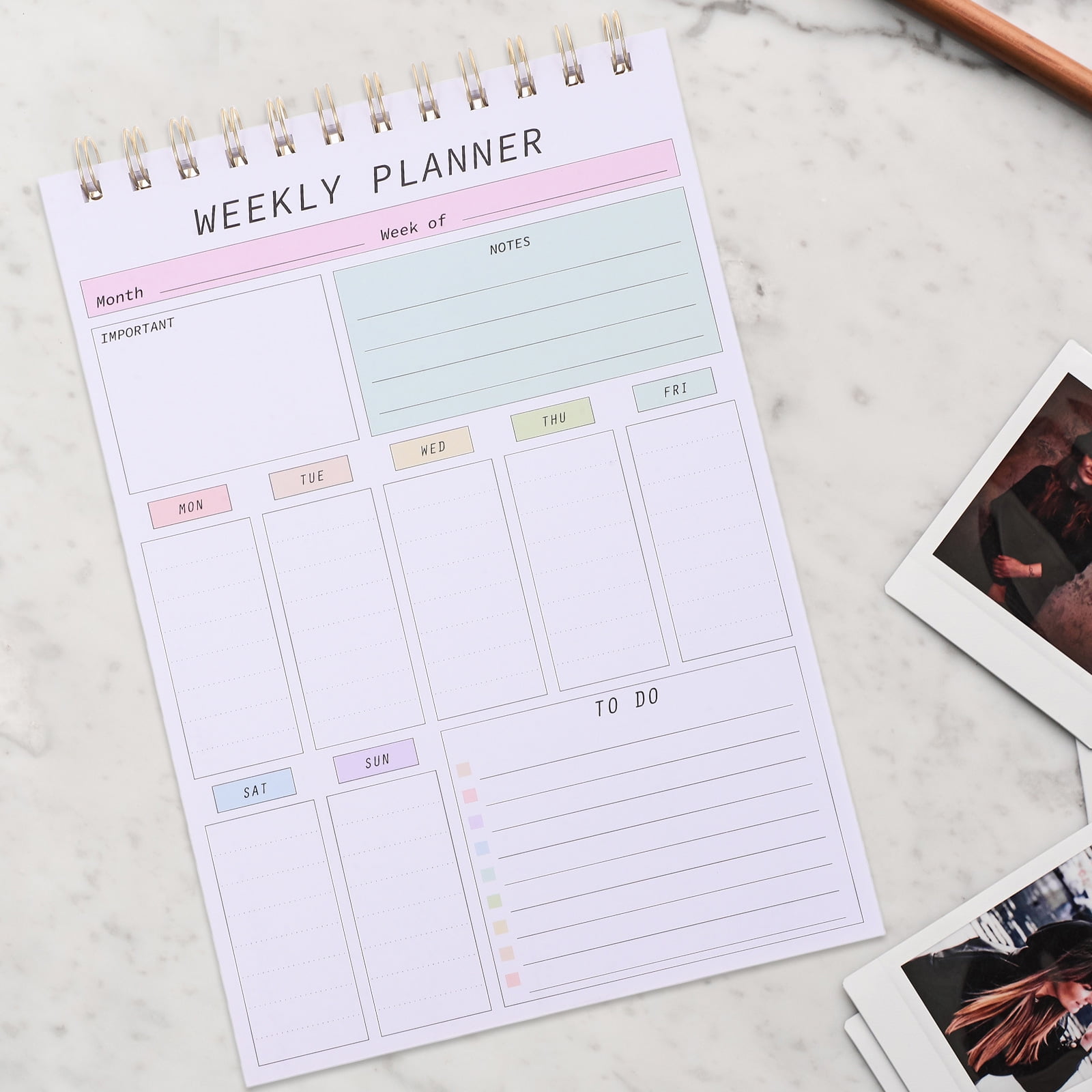 WHAMVOX Elegant Weekly Planner with Undated Pages Weekly Desk Planner ...