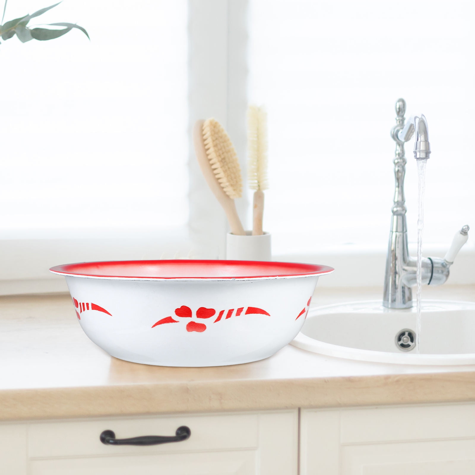 WHAMVOX Enamel Sourdough Bowl Large Enamel Mixing Bowl Old-Fashioned ...