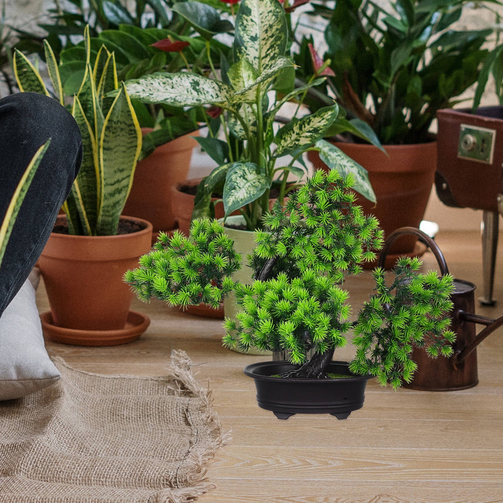 WHAMVOX Faux Bonsai Tree For Office Decor Realistic Artificial Pine In ...