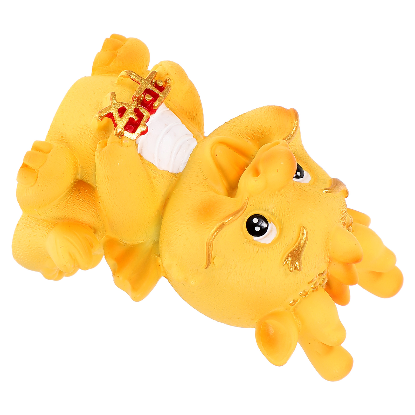 SEWCHICS Small Dragons Figurines Resin Yellow 1 Piece Good Luck Symbol ...