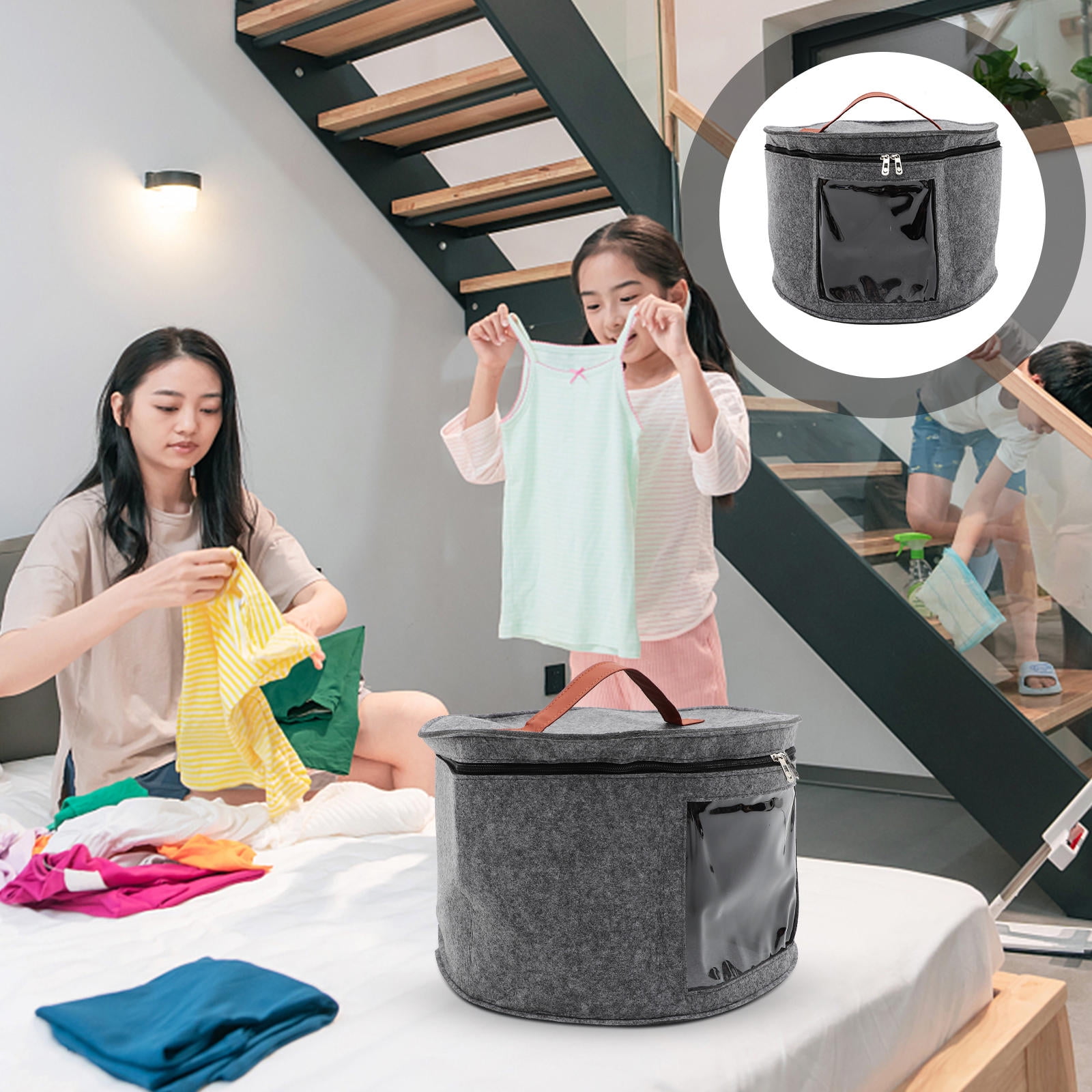 WHAMVOX Foldable Felt Hat Box with Lid and Clear Window Hat Box Home ...