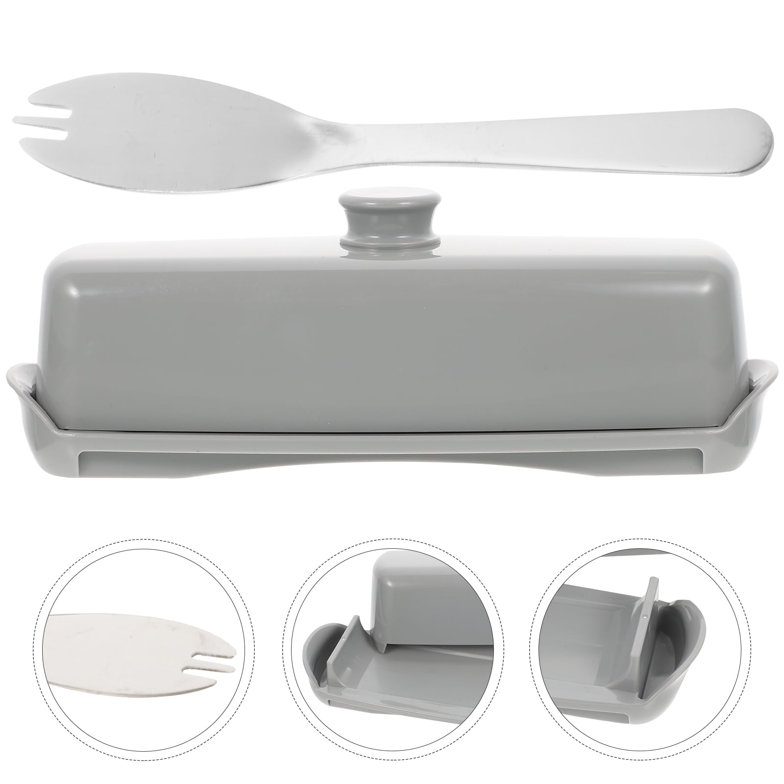 HOOWIFFY Butter Dish Container Grey ABS Material 1 Set - Walmart.com