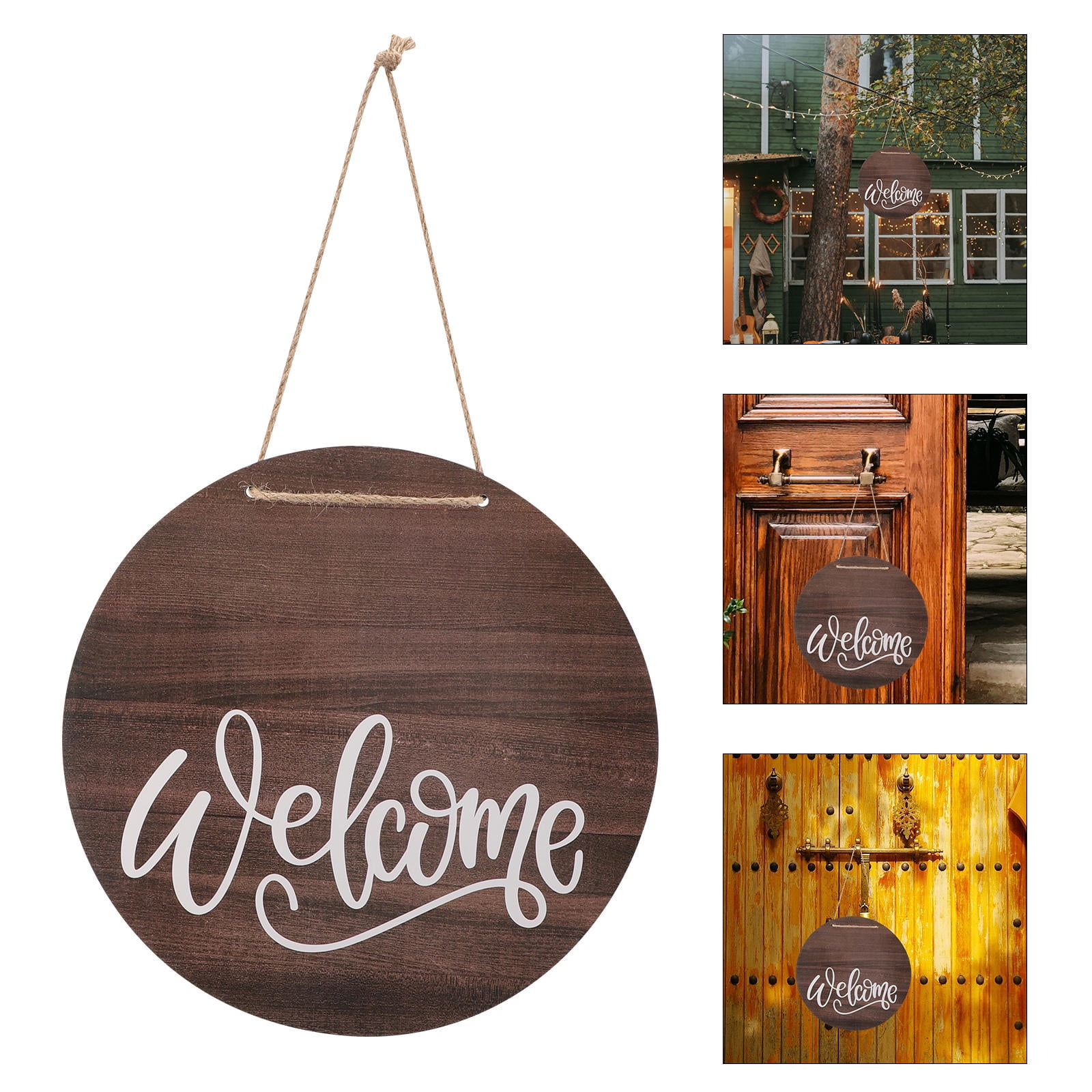 WHAMVOX Front Door Welcome Sign Door Wooden Hanging Sign Porch Rustic ...