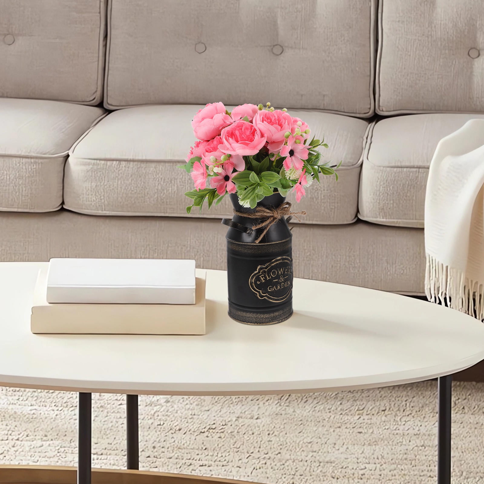 WHAMVOX Galvanized Metal Vase Farmhouse Galvanized Iron Milk Can Retro ...