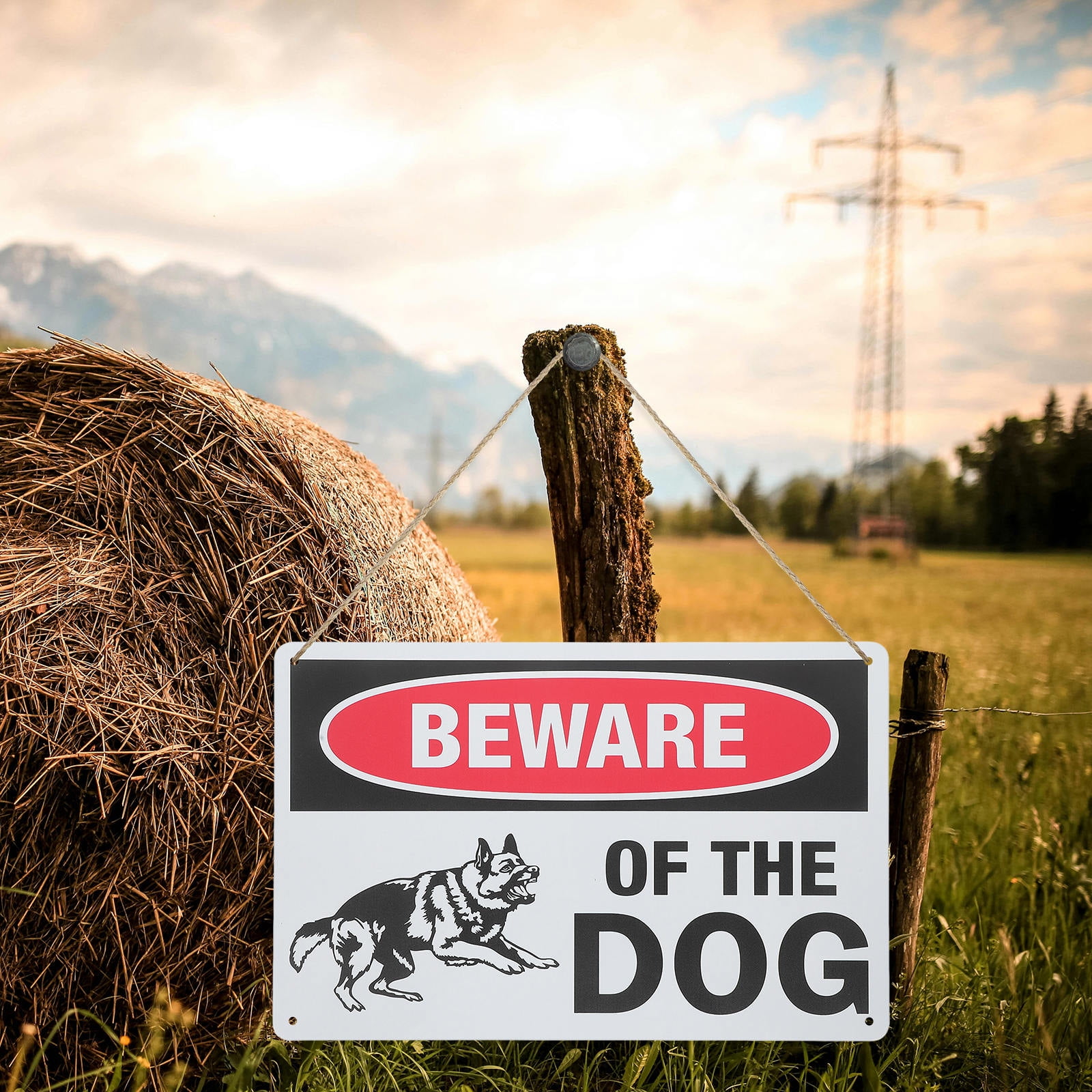 WHAMVOX Garden And Yard Decor Vintage Hanging Dog Warning Sign Retro ...