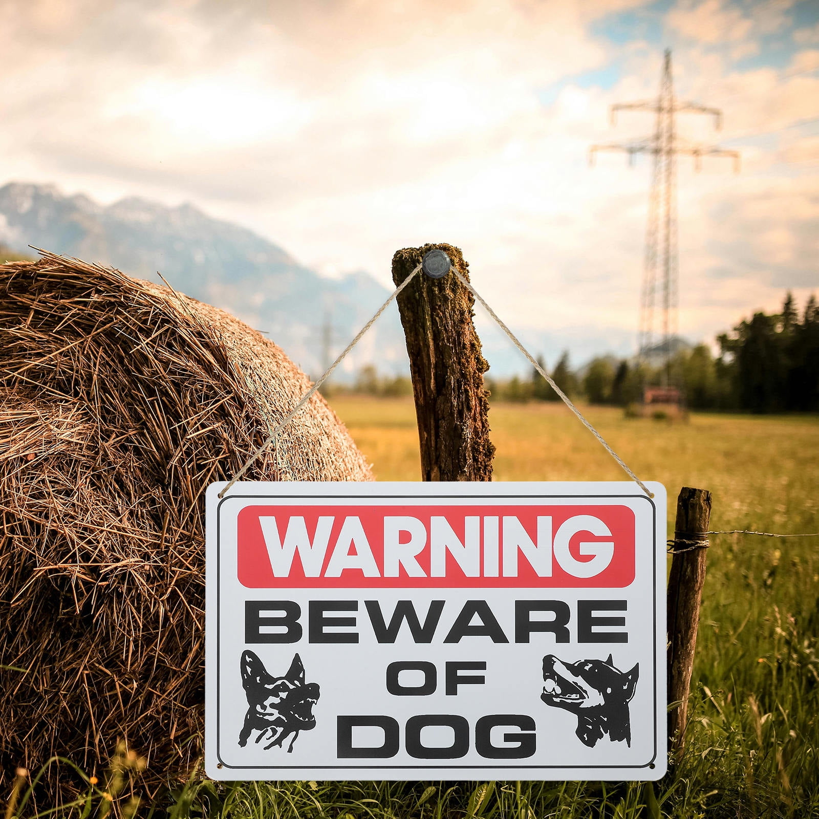 WHAMVOX Garden And Yard Decor Vintage Hanging Dog Warning Sign Retro ...