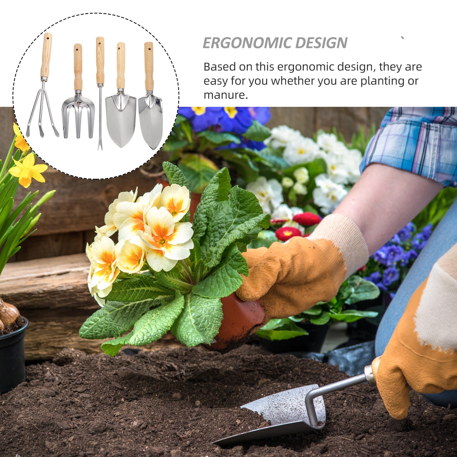 WHAMVOX Garden Shovel with Stainless Steel Head for Planting Use ...