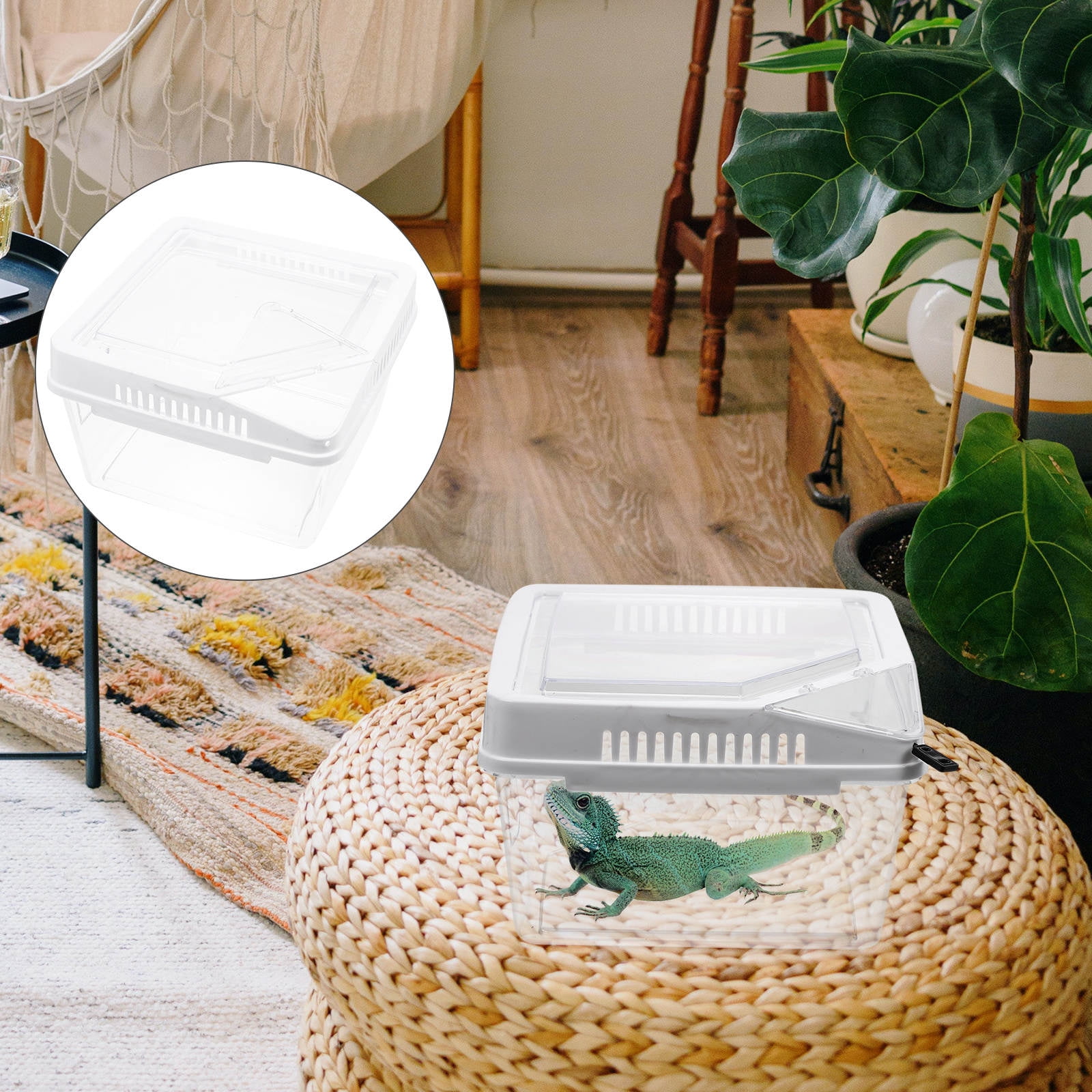 WHAMVOX Gecko Tank Crawling Pet Container Terrarium Compact Feeding Box ...