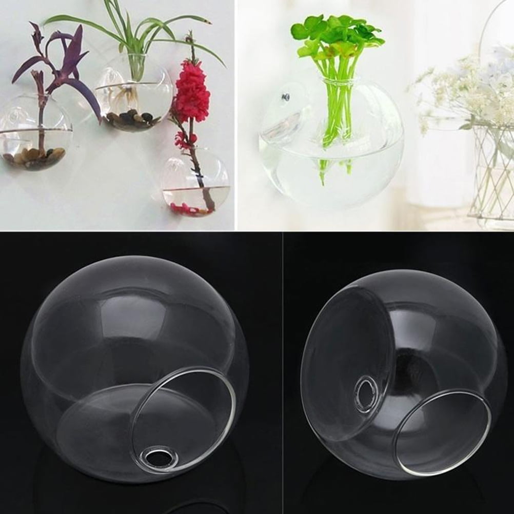 WHAMVOX Glass Flower Planter Vase Wall Terrarium Container Ball Decor ...