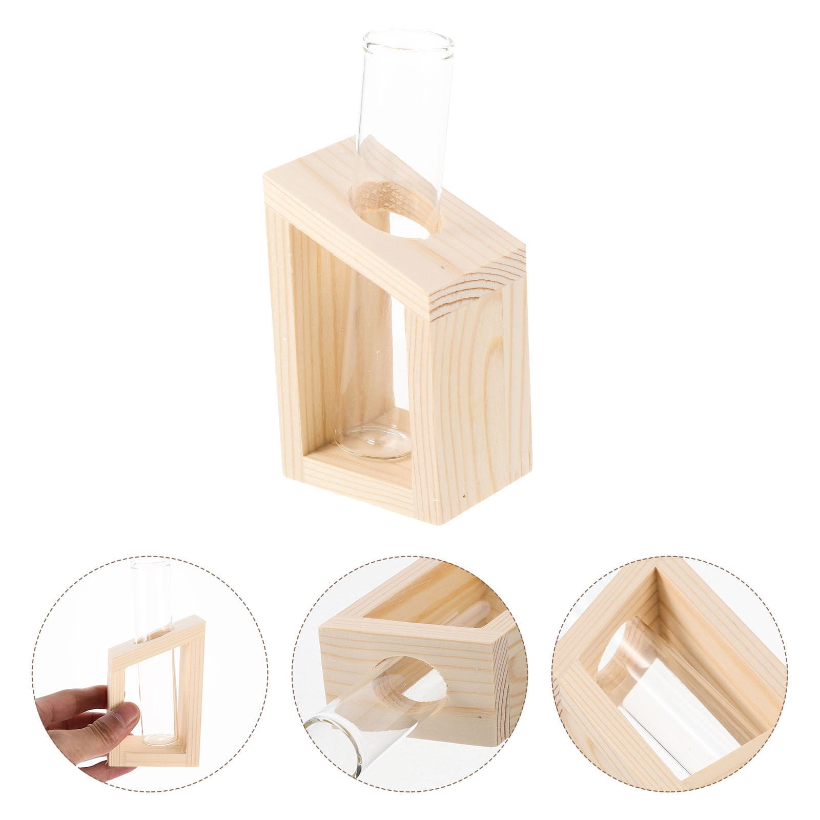 WHAMVOX Glass Test Tube Vase with Wood Rack for Decor Assorted Color ...