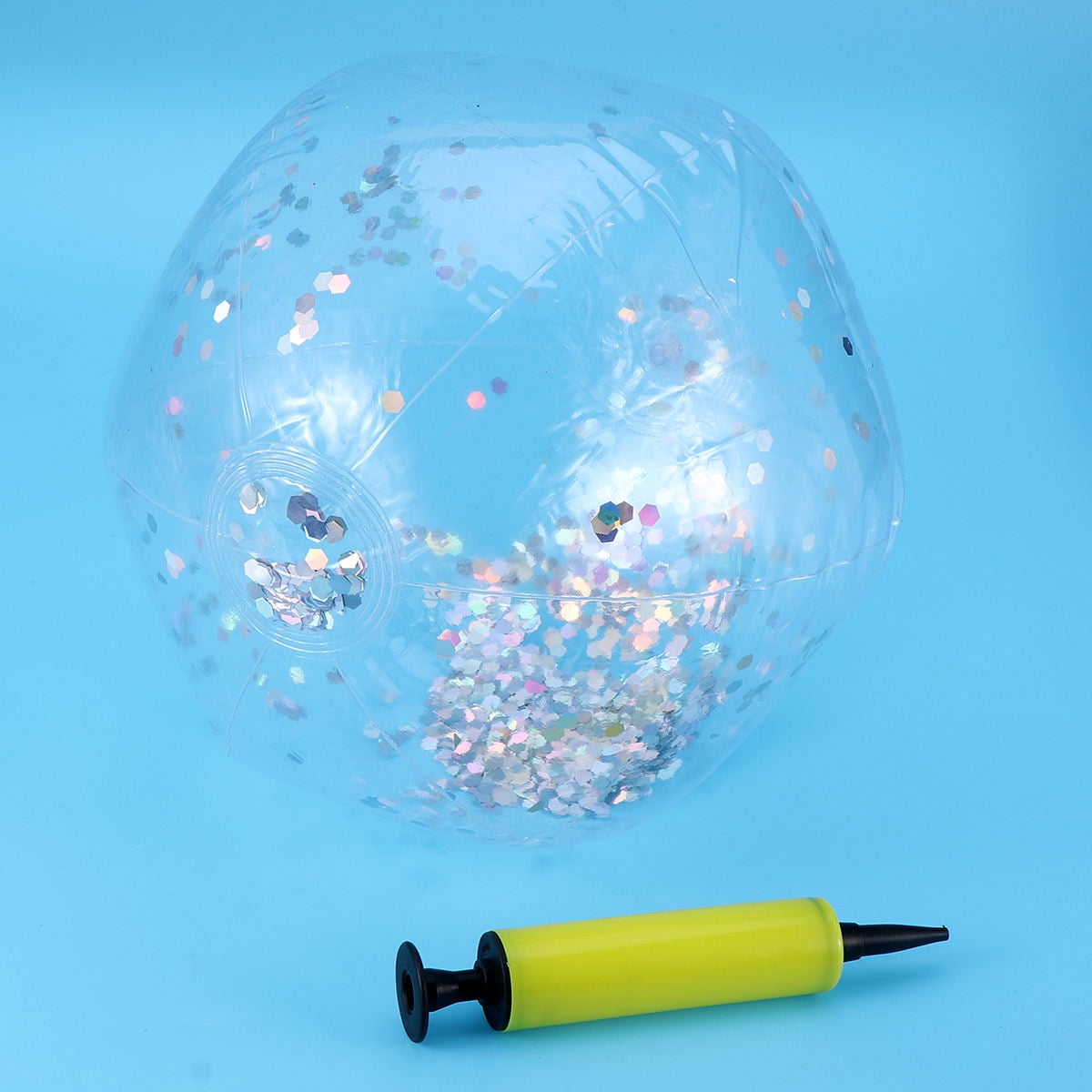 WHAMVOX Glitter Beach Ball Transparent Sequin Inflatable Ball Summer ...