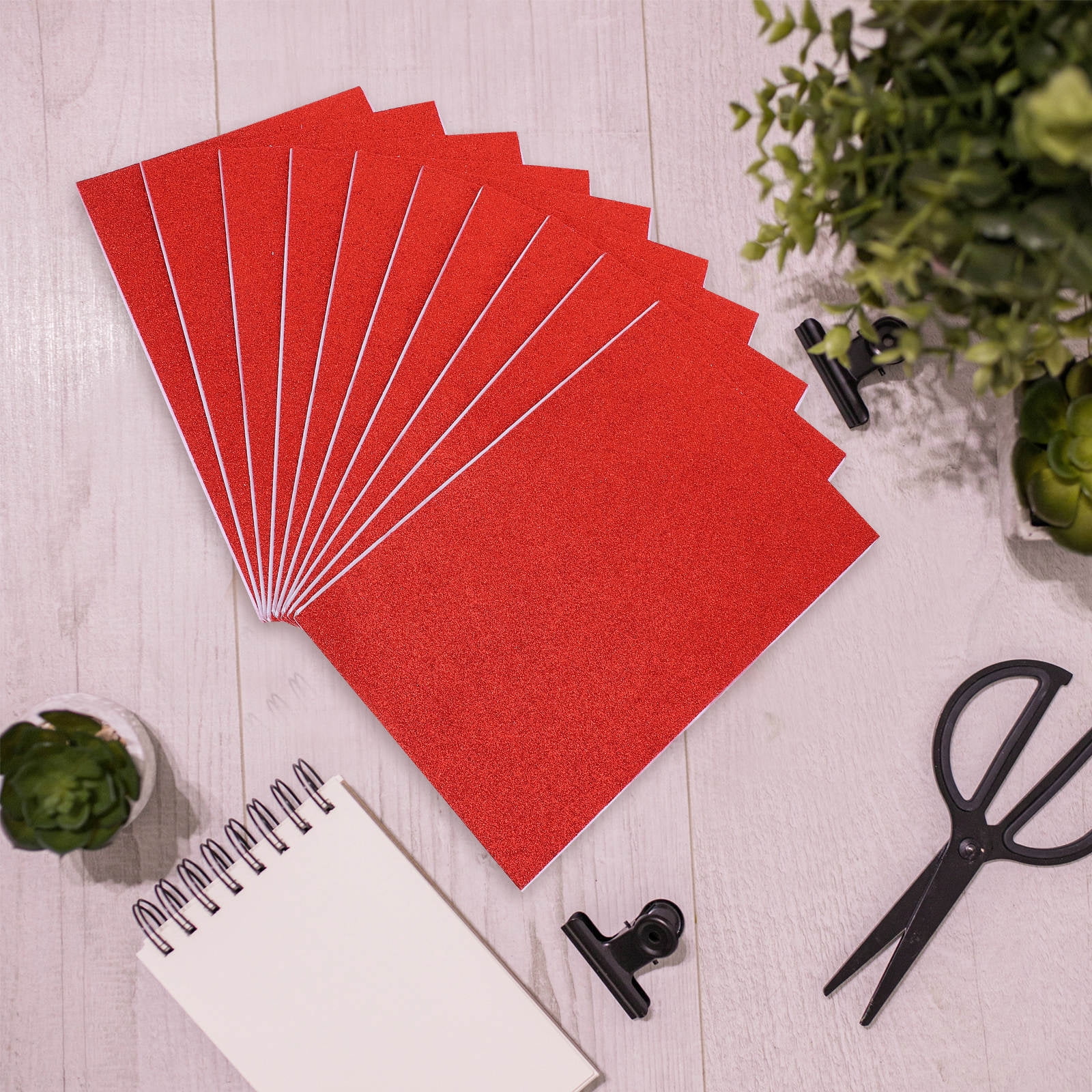 WHAMVOX Glitter Sponge Paper for Craft Projects and Daily Use Red Color ...
