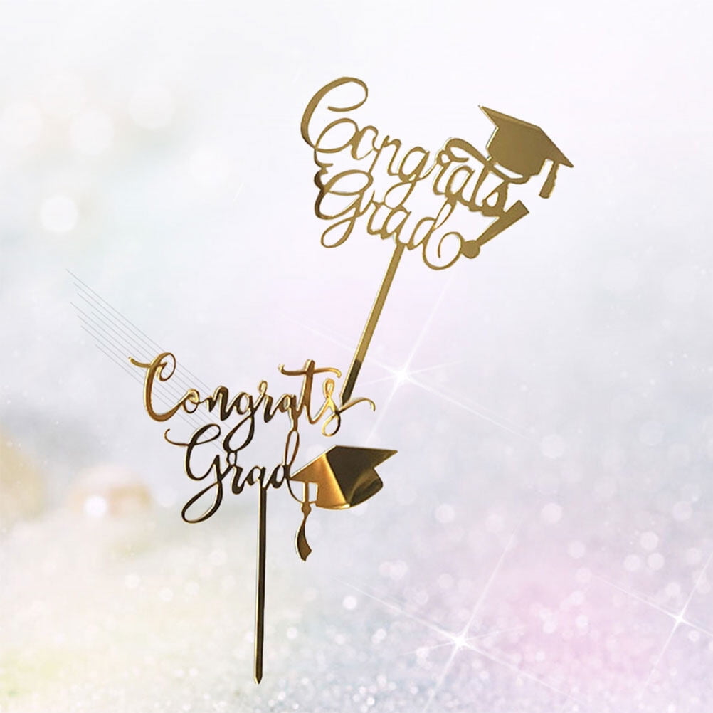 WHAMVOX Golden Acrylic Cake Toppers with Doctoral Cap Design for ...