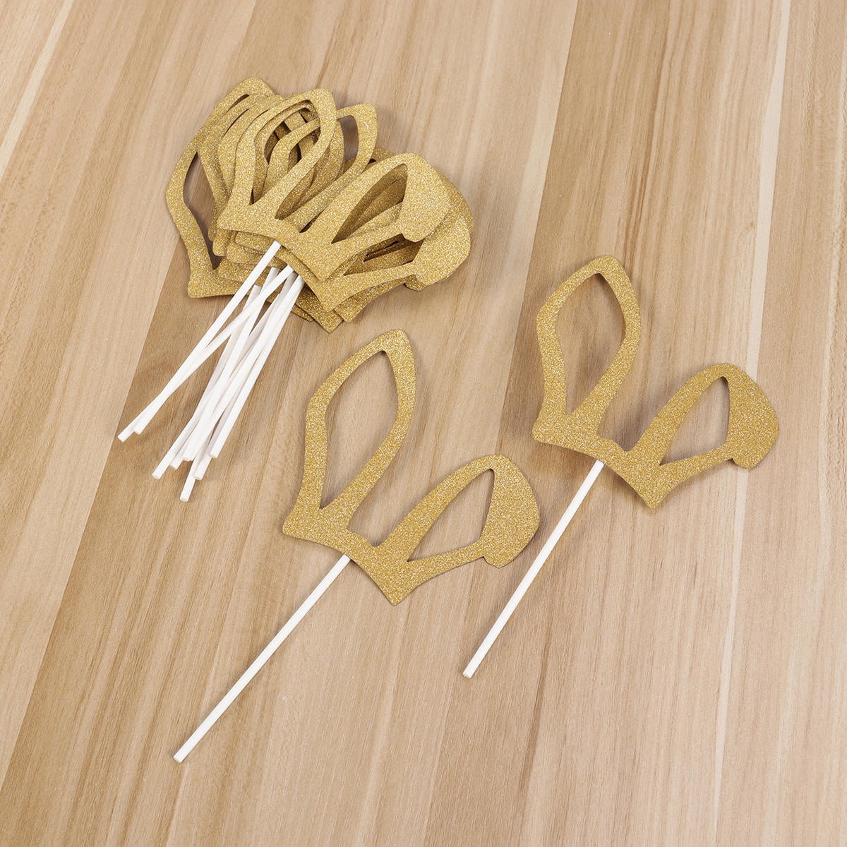 WHAMVOX Golden Glitter Bunny Ear Cake Toppers 12pcs Perfect for Easter ...